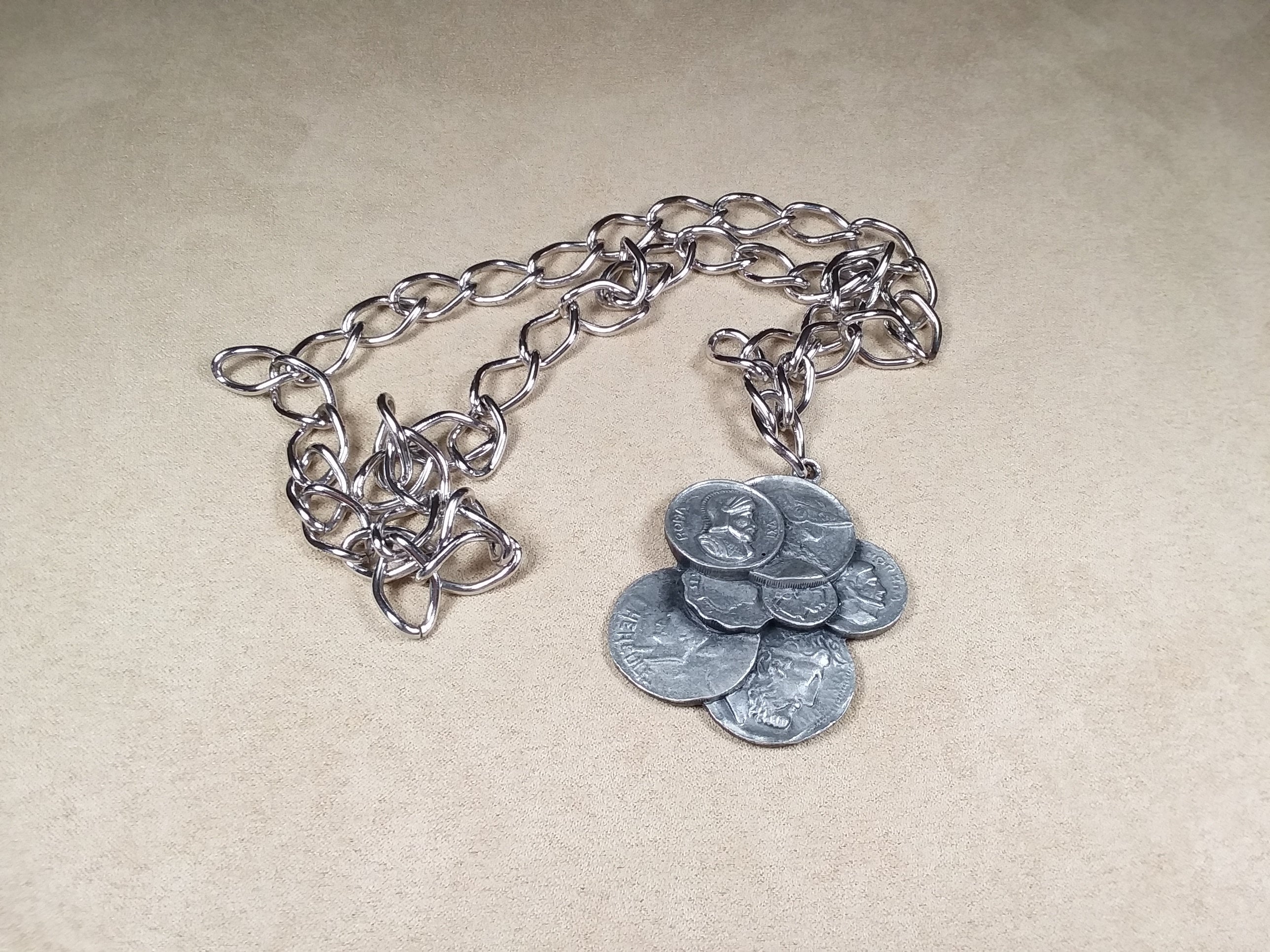 Vintage SWANK Brutalist COIN Silver PENDANT, Unique Gift, Collectible ...