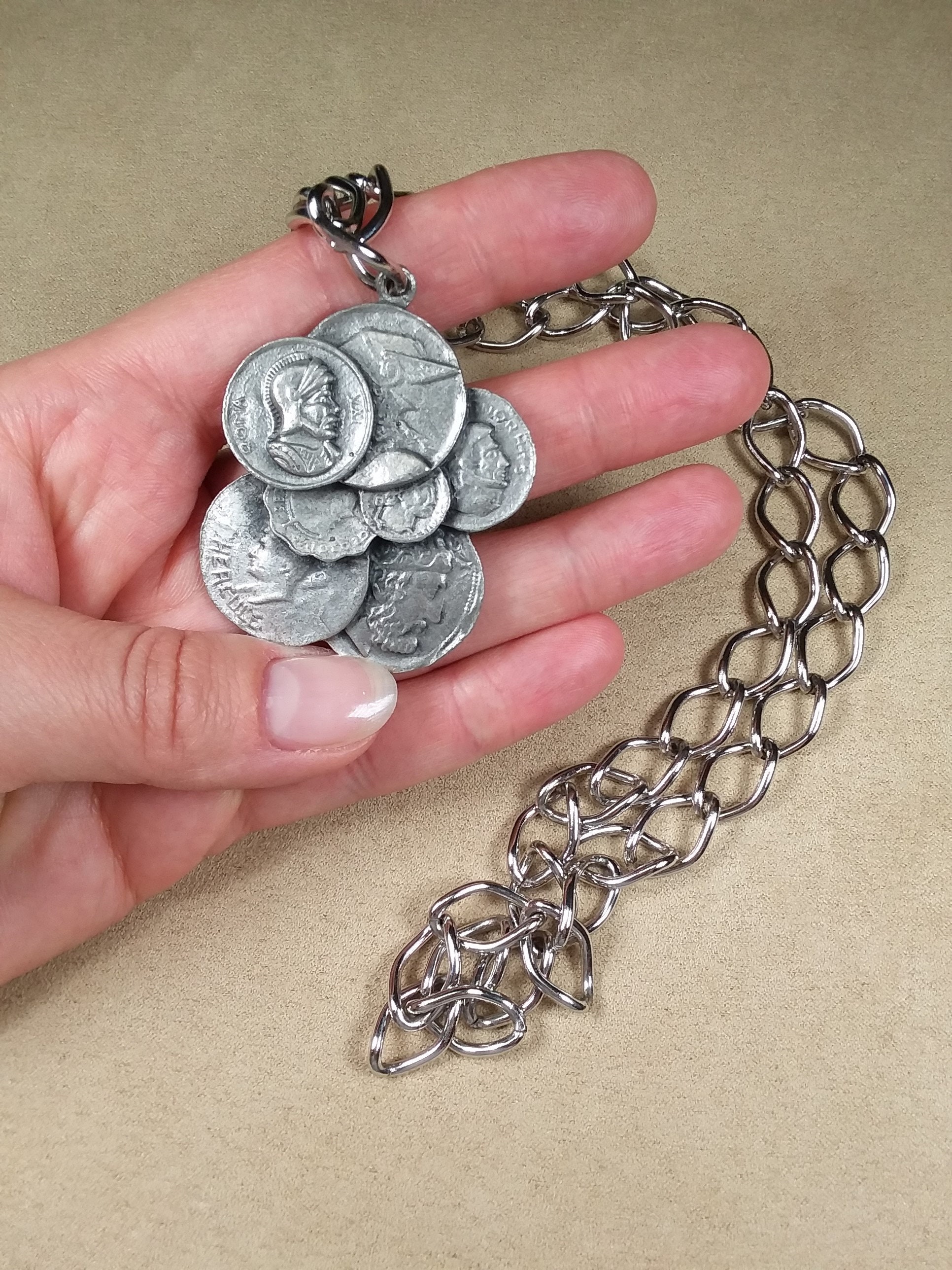 Vintage SWANK Brutalist COIN Silver PENDANT, Unique Gift, Collectible ...