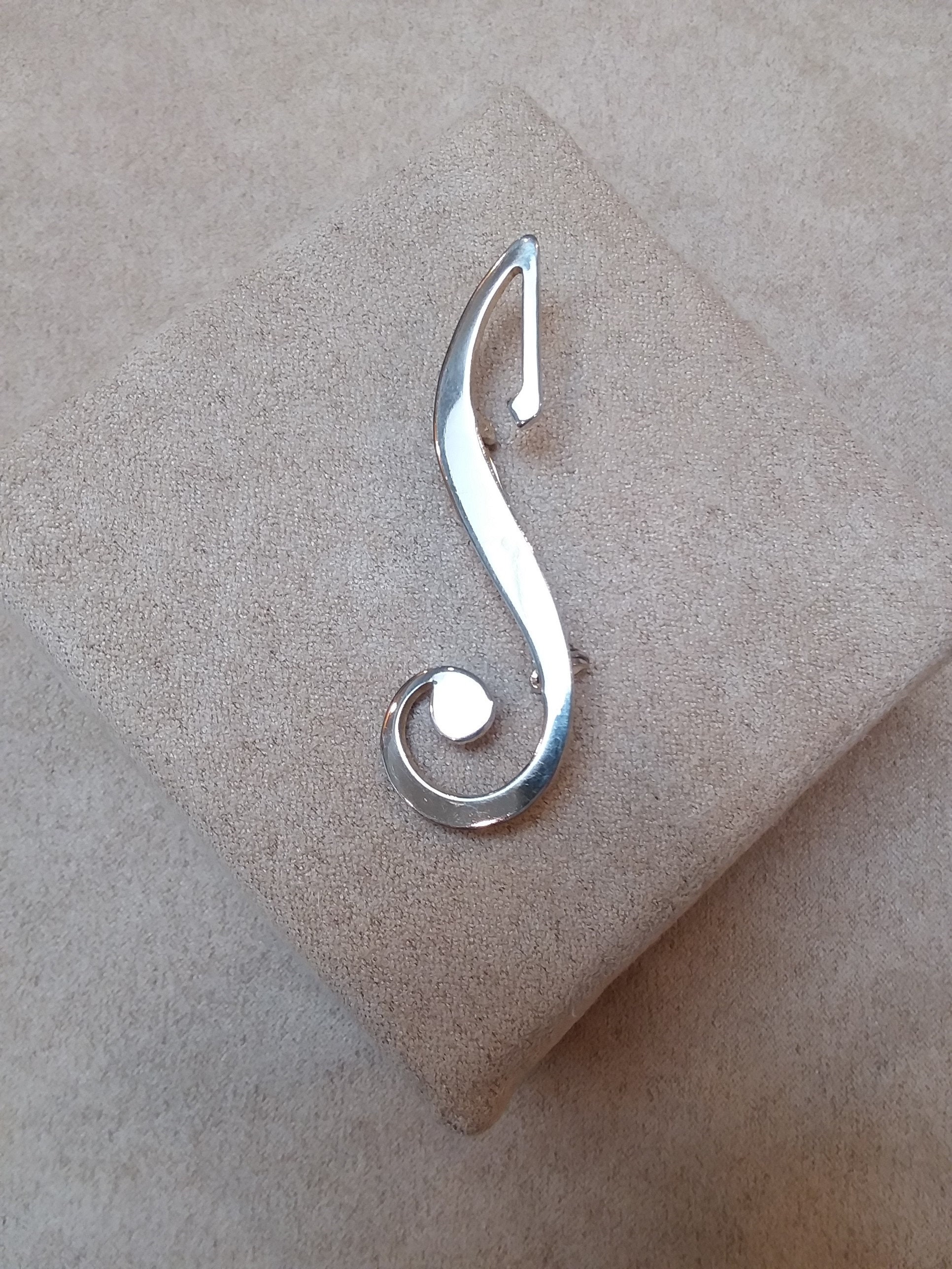 Vintage Silver Tone MUSIC NOTE Shaped Pin BROOCH, Unique Gift for Her ...