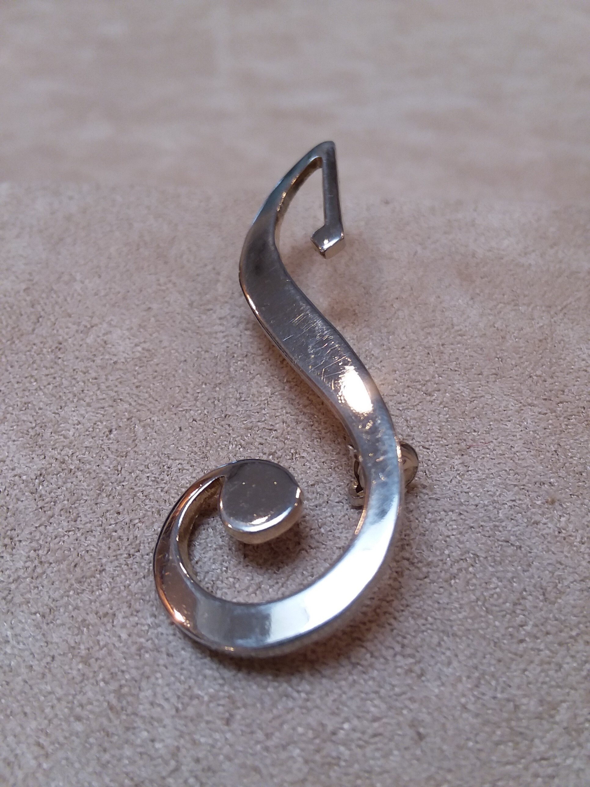 Vintage Silver Tone MUSIC NOTE Shaped Pin BROOCH, Unique Gift for Her ...