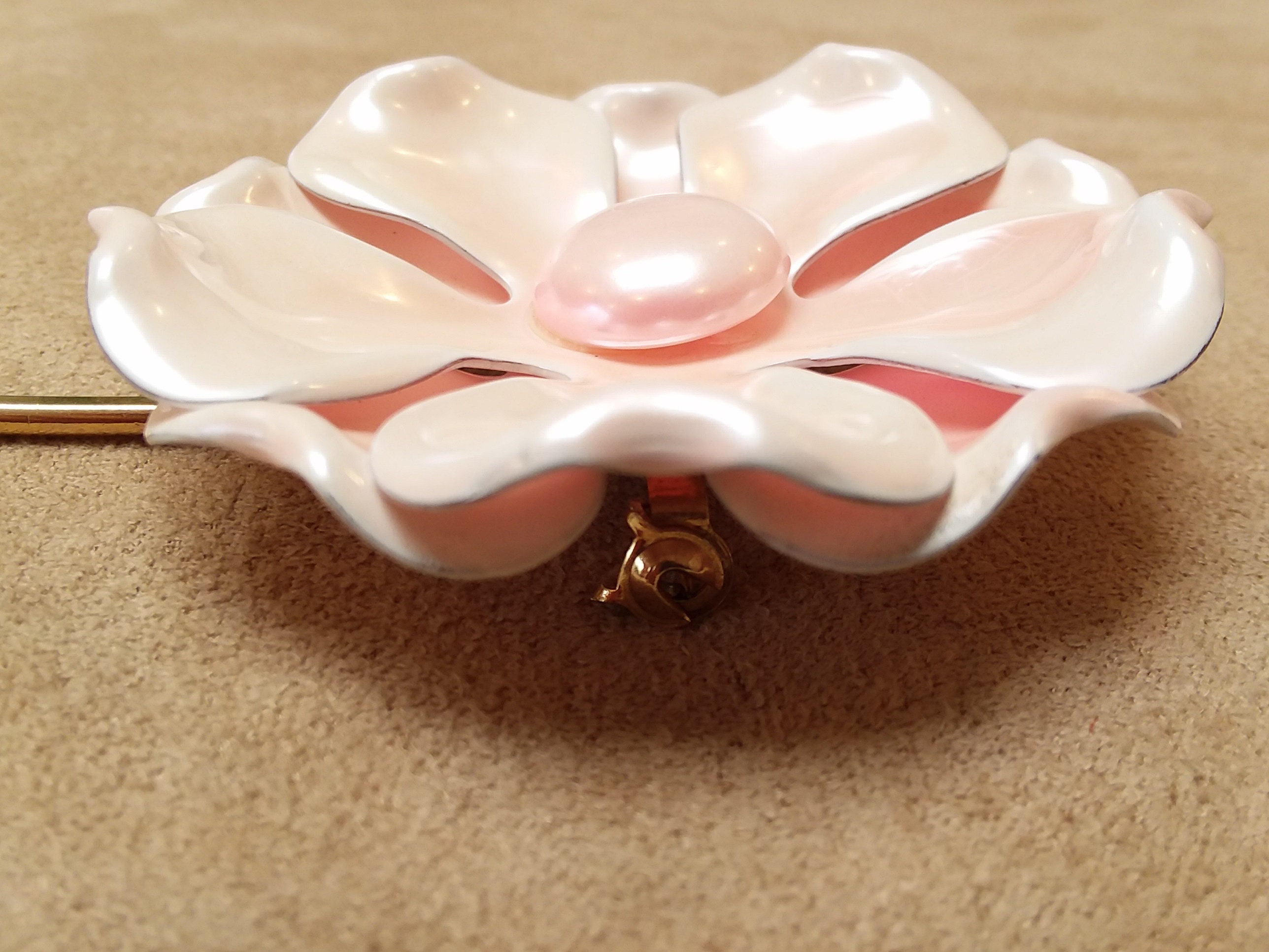 VINTAGE Large Pink FLORAL BROOCH, Unique Gift for Her, Collectible ...