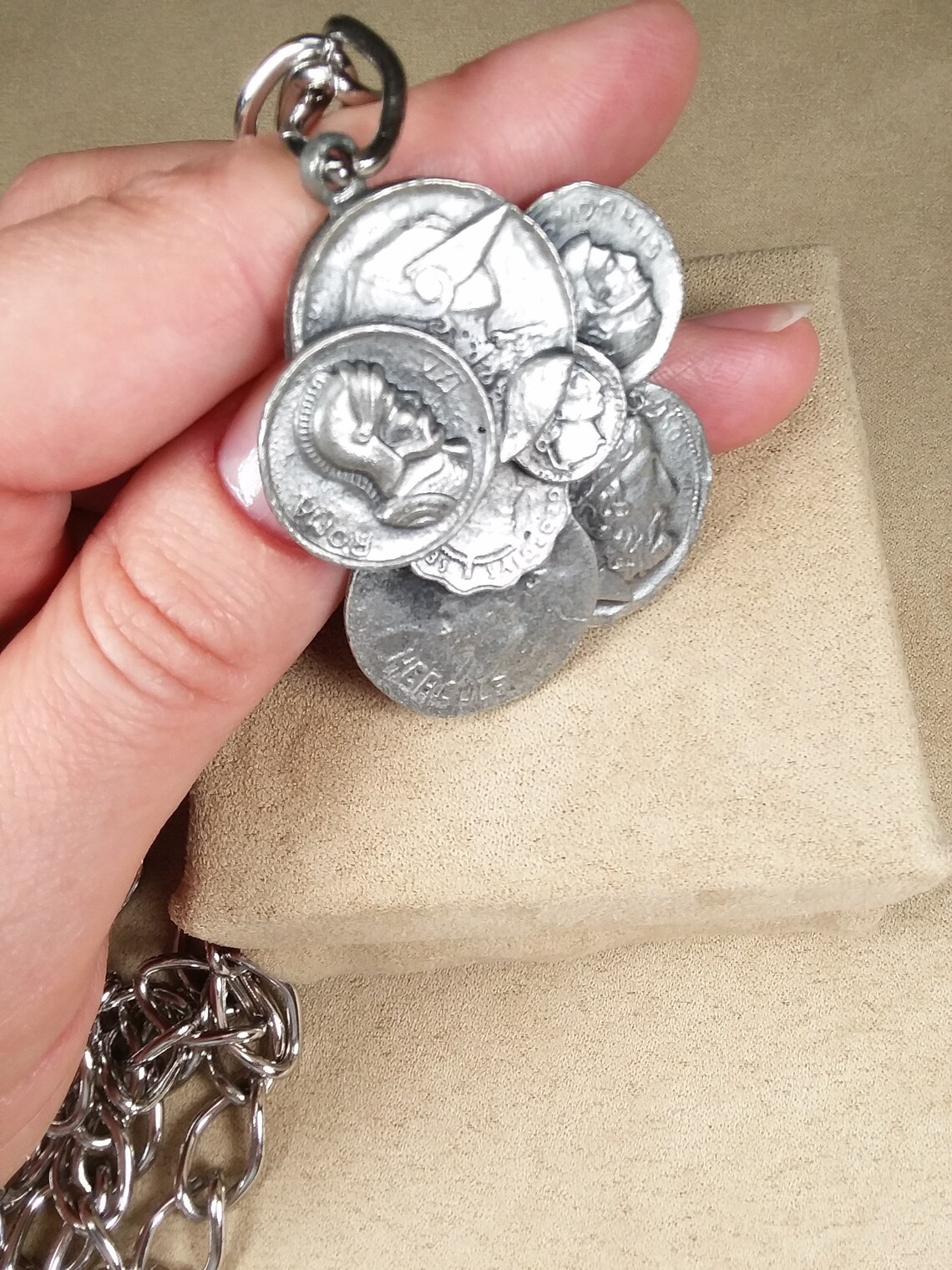 Vintage SWANK Brutalist COIN Silver PENDANT, Unique Gift, Collectible ...