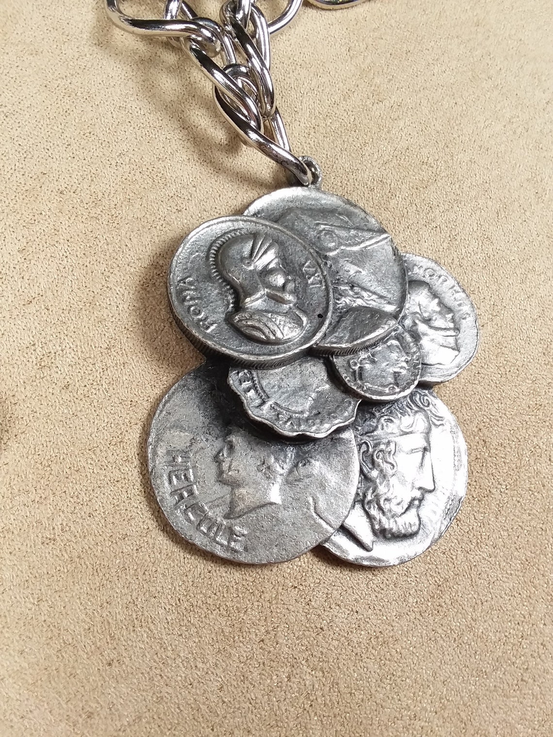 Vintage SWANK Brutalist COIN Silver PENDANT, Unique Gift, Collectible ...