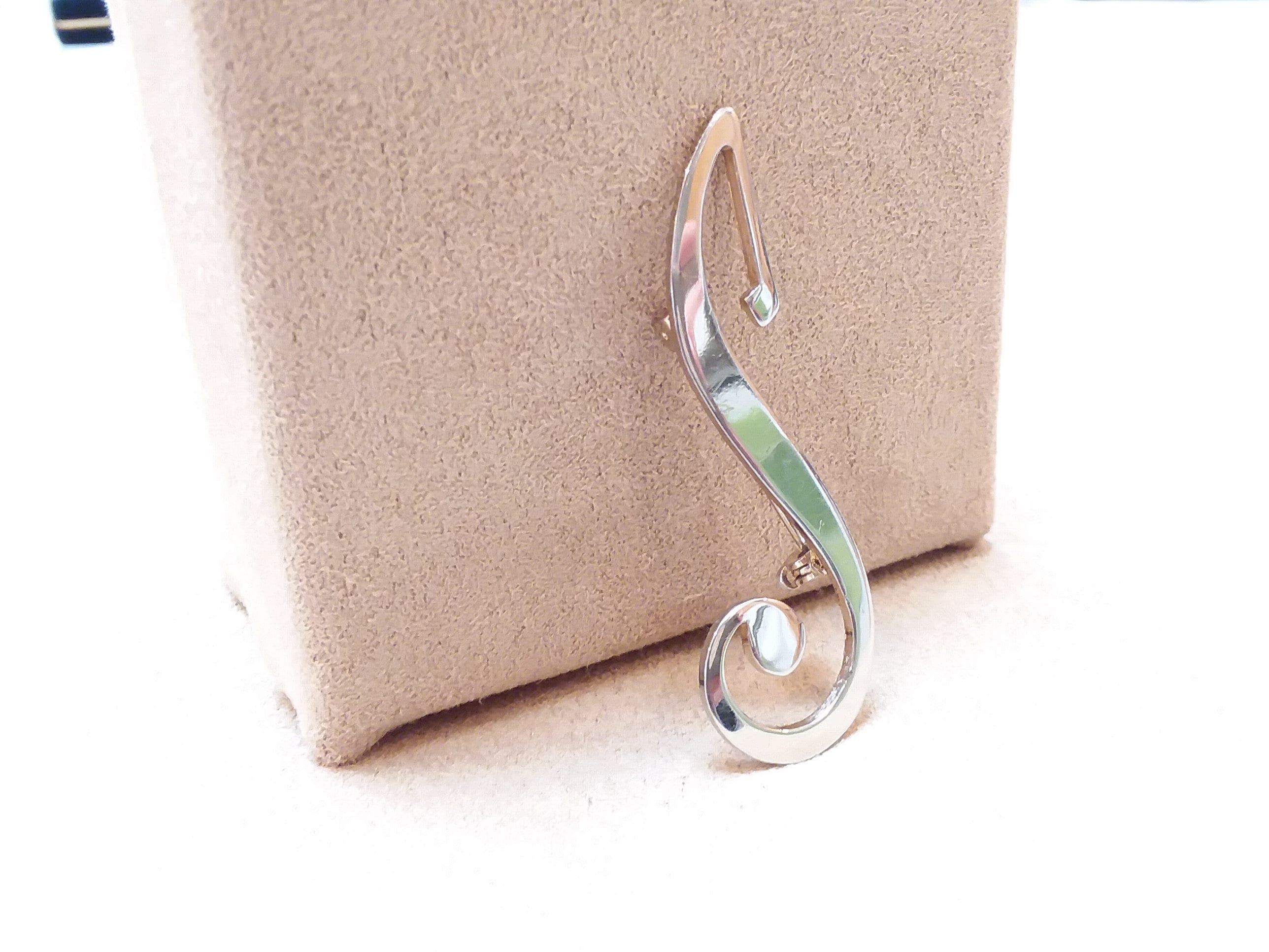 Vintage Silver Tone MUSIC NOTE Shaped Pin BROOCH, Unique Gift for Her ...