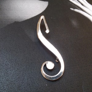 Vintage Silver Tone MUSIC NOTE Shaped Pin BROOCH, Unique Gift for Her ...