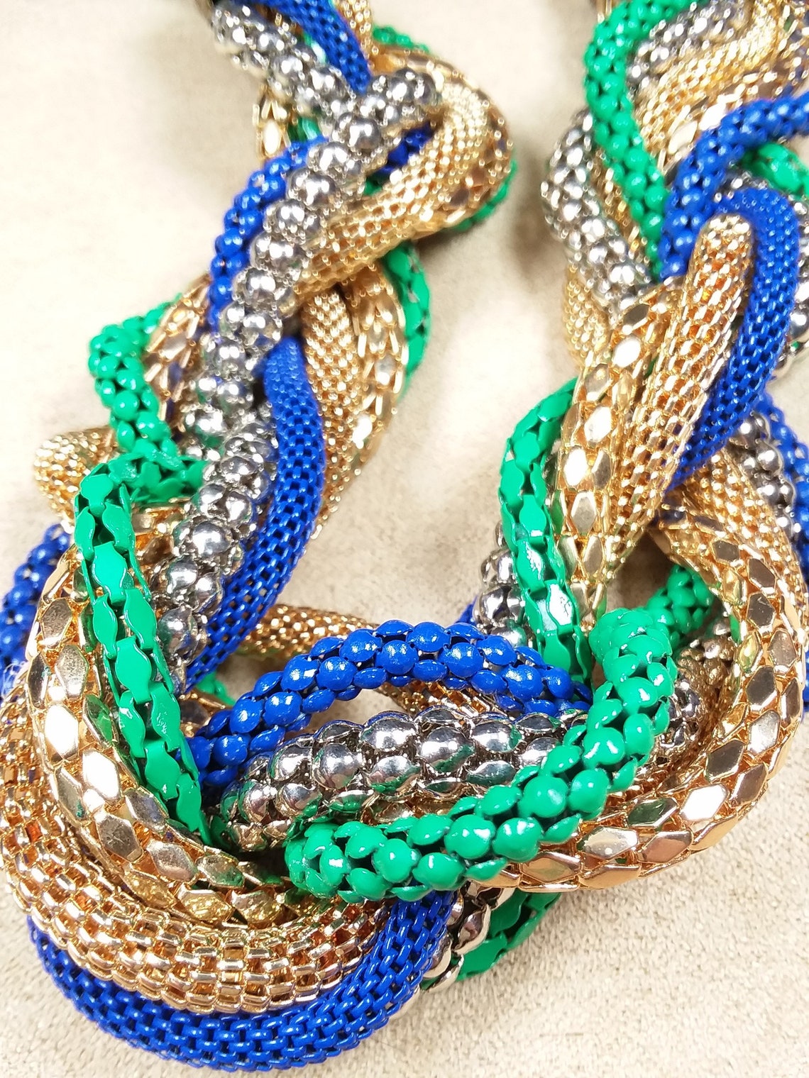 Vintage ALI-KHAN New York Multiple Strands Snake Style Smooth Chains ...