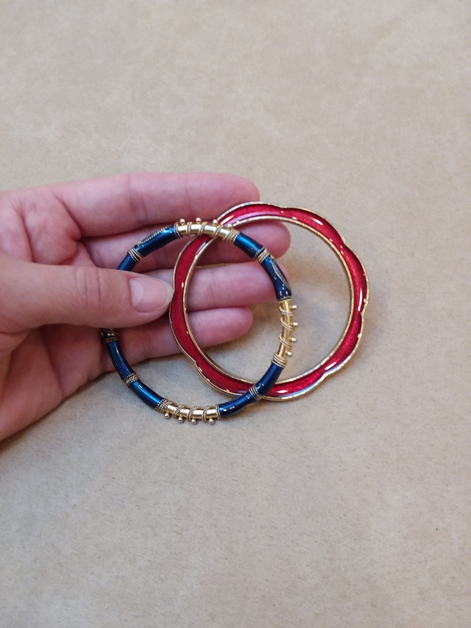 Beautiful Bangles Set of Two Vintage Enameled Bracelets - Etsy