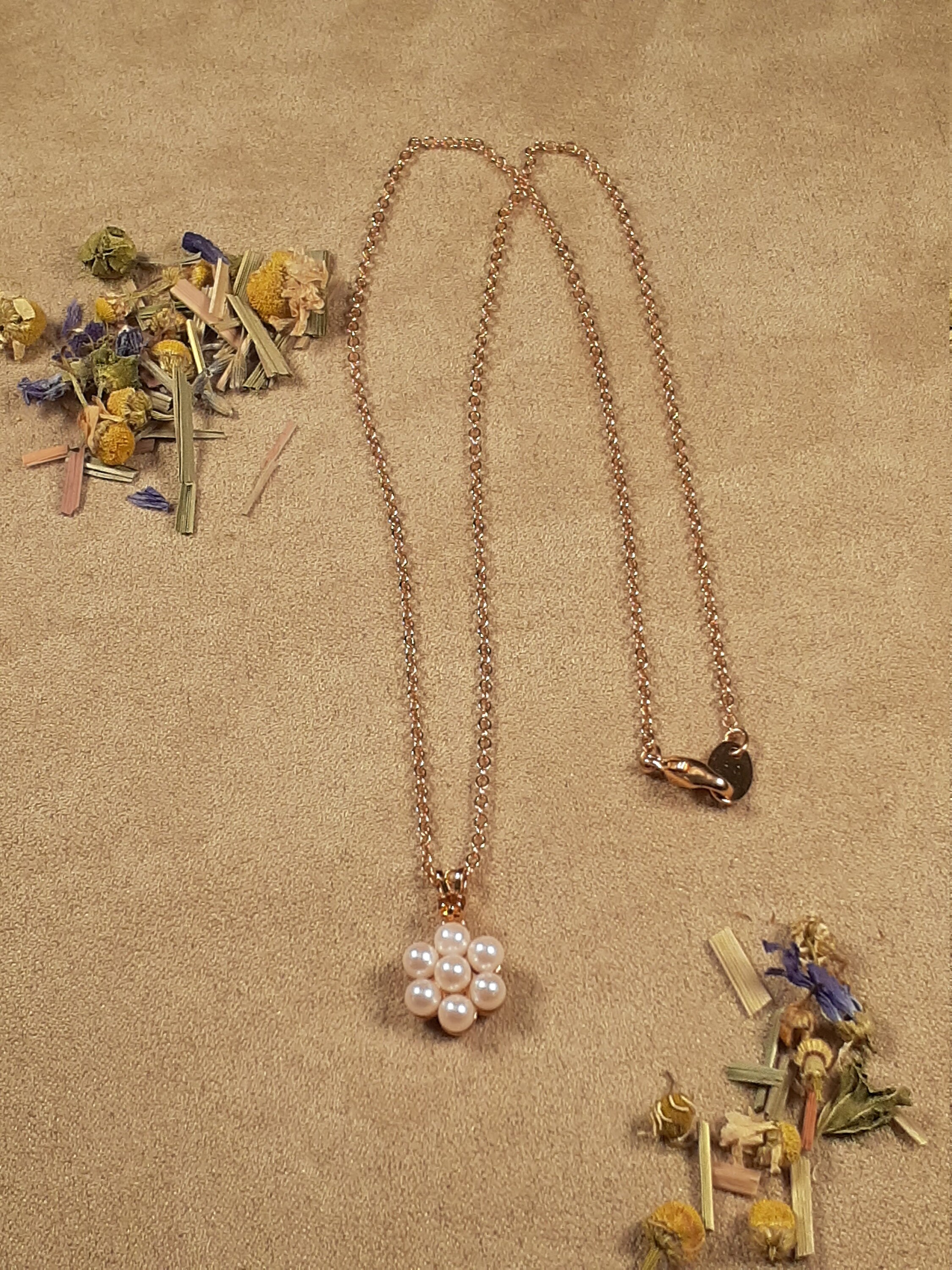Vintage Avon BW Floral Pearl Pendant Gold Chain Necklace, Unique Gift ...