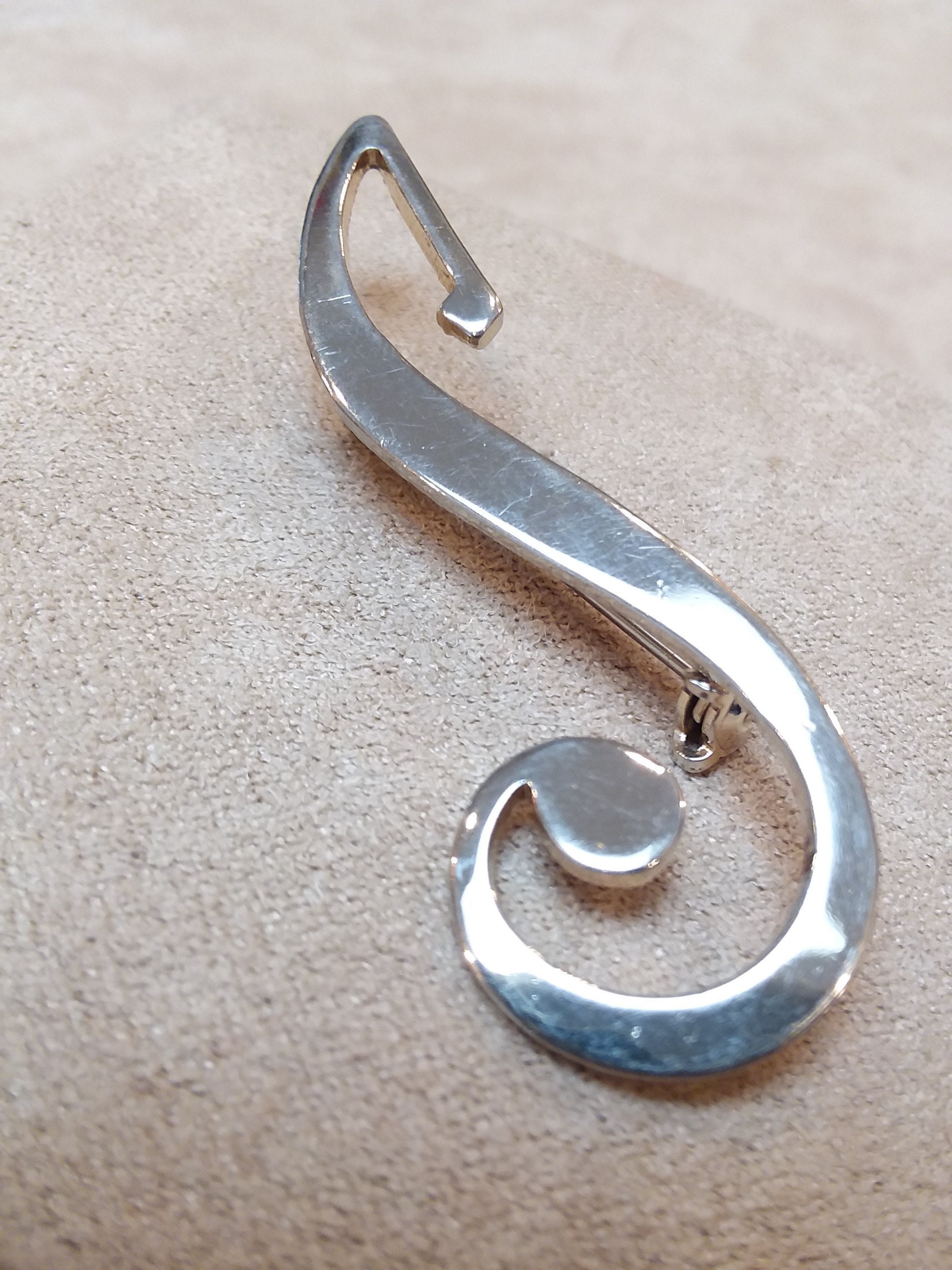 Vintage Silver Tone MUSIC NOTE Shaped Pin BROOCH, Unique Gift for Her ...