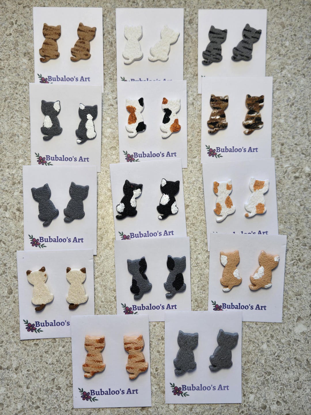 Polymer Clay Cat Studs – Clay Cat Studs - Handmade Cat Earrings - Cute ...