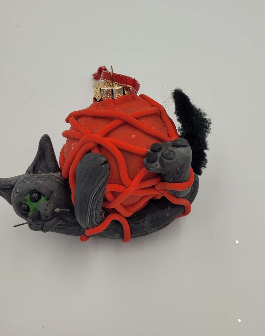 Handmade Cat Ornament - Clay Cat Figurine - Miniature Cat Figurine ...