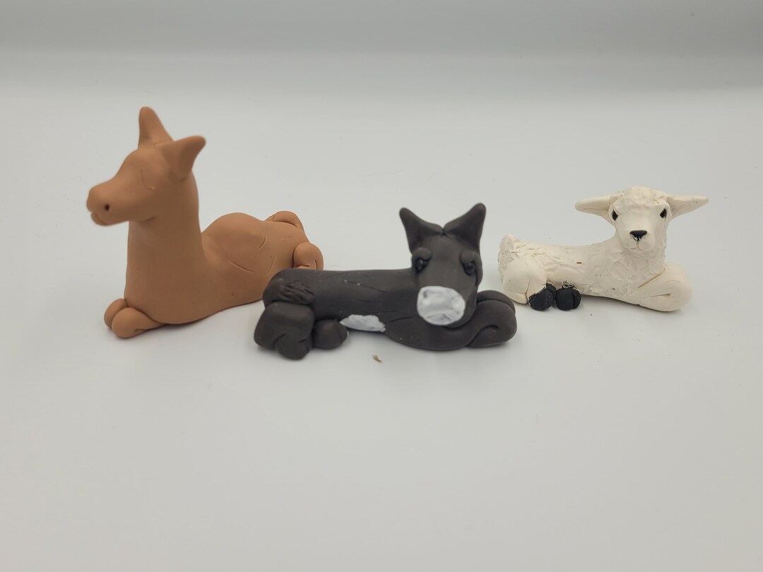 Handmade Nativity Set - Polymer Clay Nativity - Animals Figurines ...