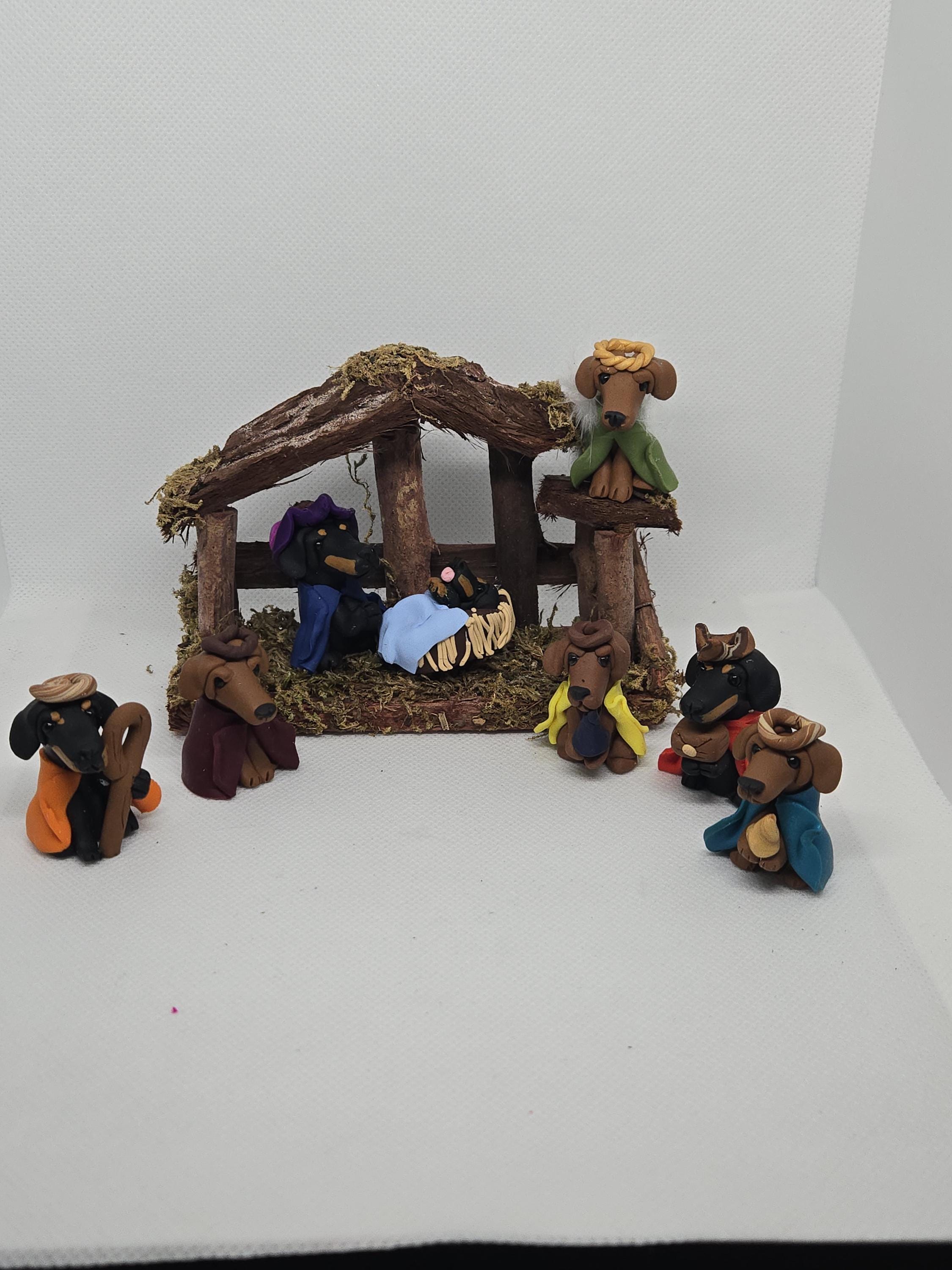 Polymer Clay Nativity - Handmade Dog Nativity - Dog Figurines ...