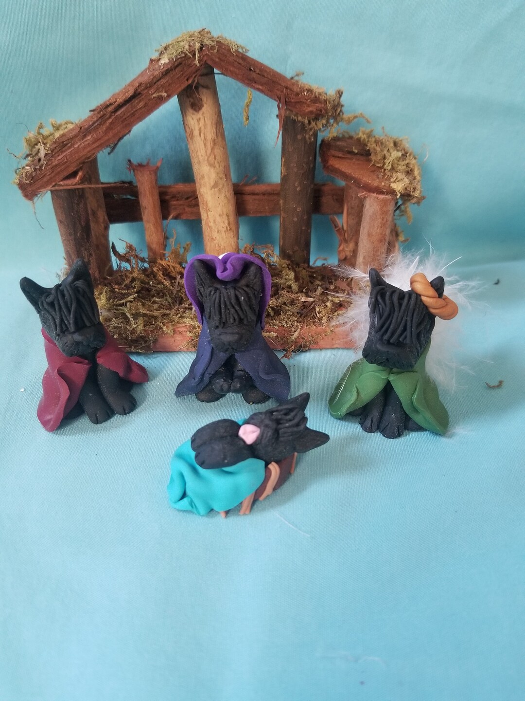 Polymer Clay Nativity - Handmade Dog Nativity - Dog Figurines ...