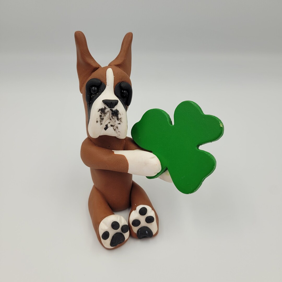 OOAK St Patrick's Day Boxer 4 Leaf Clover Polymer Clay Sculpture by ...