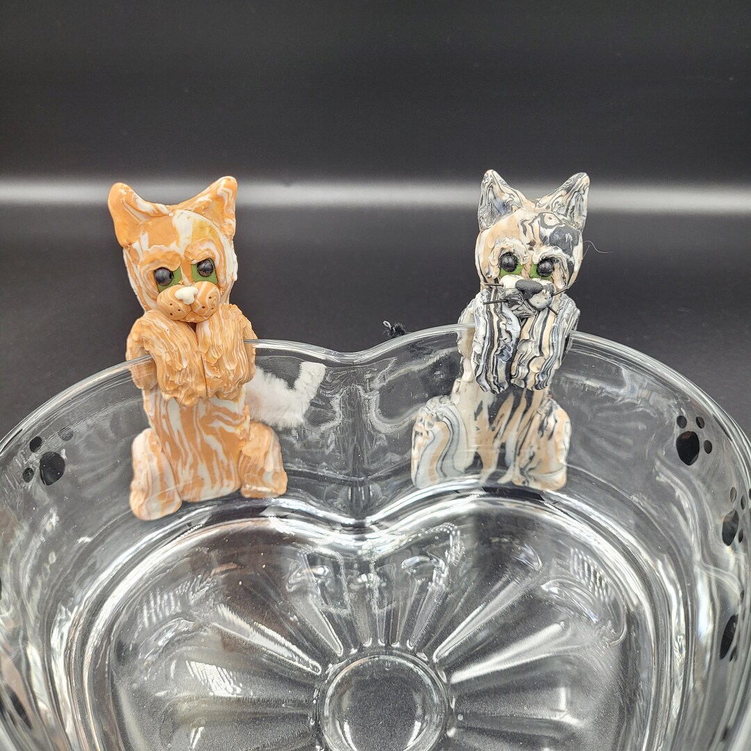 Handmade Cat Figurine - Polymer Clay Cat Dish - Cats Sculpture – Cat ...