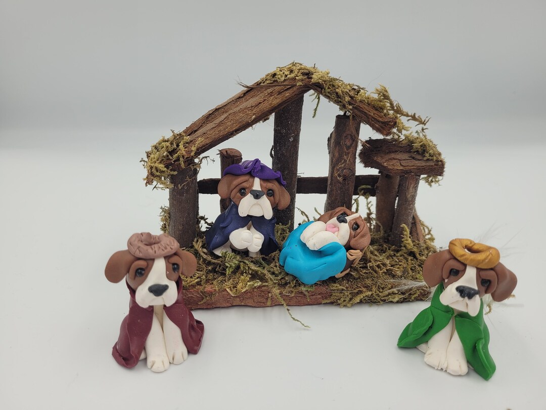 Handmade Nativity Set - Polymer Clay Nativity- Dog Figurines - Beagle ...