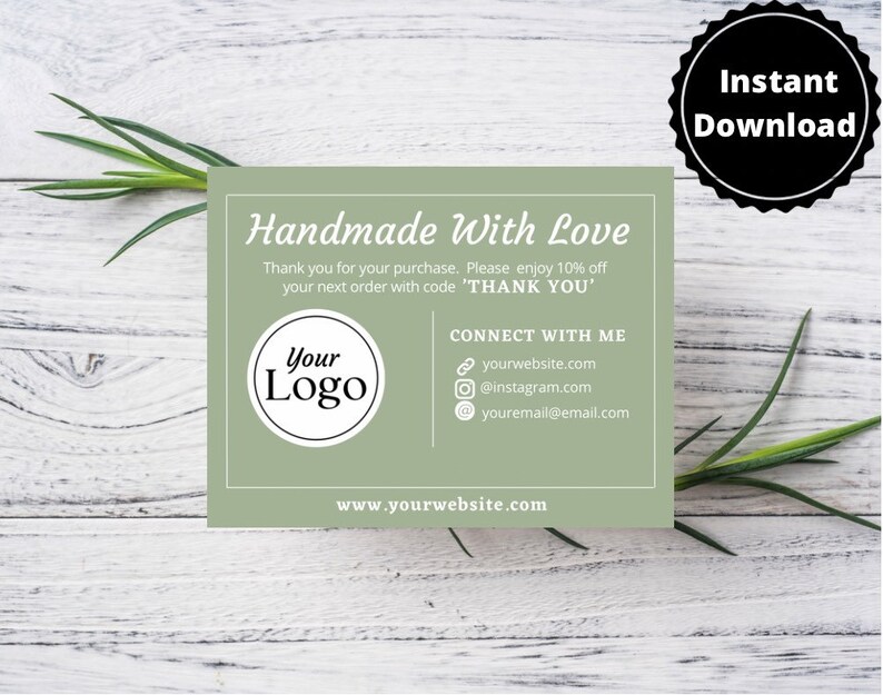 Business Thank You Printable, Handmade With Love Template, Handmade ...