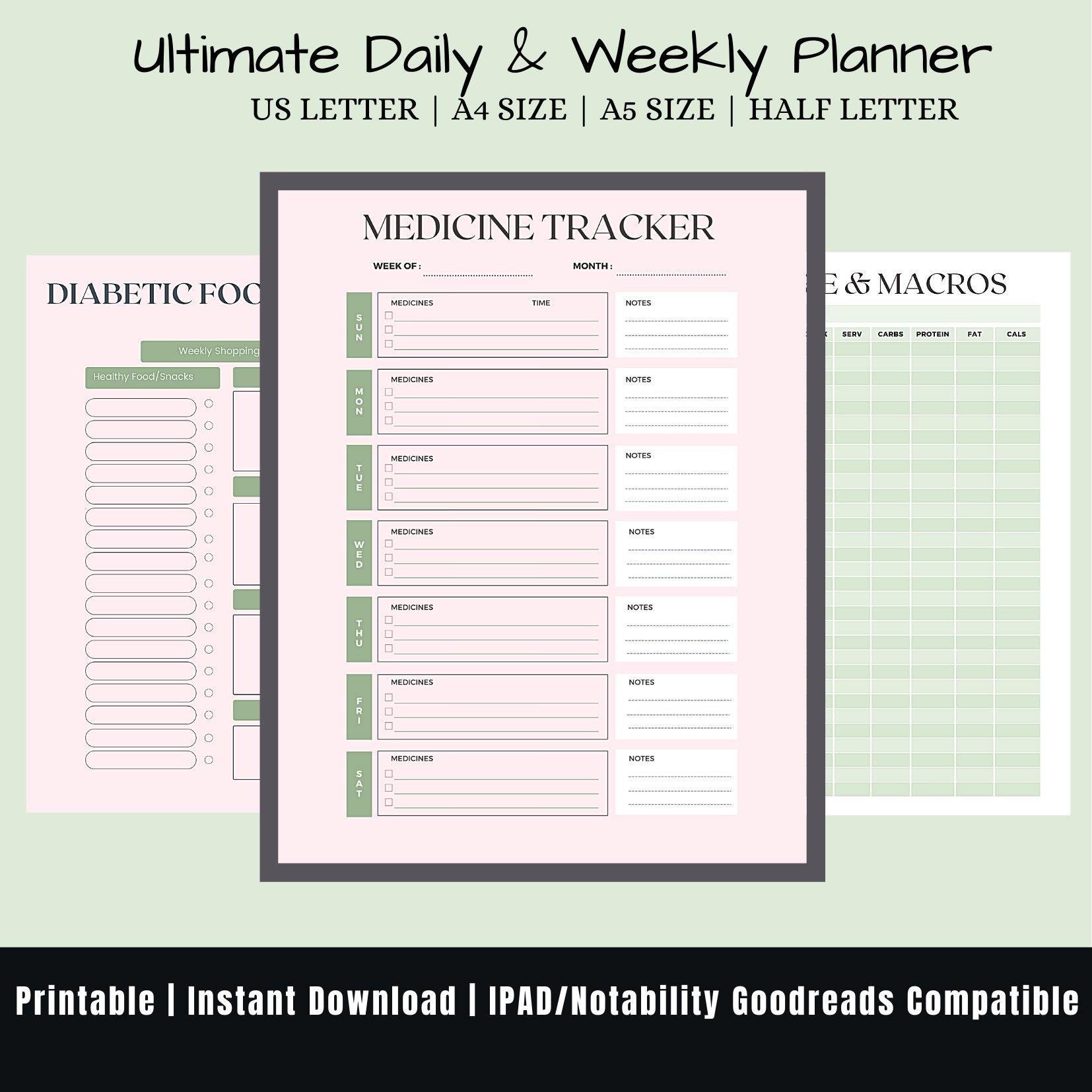 Printable Diabetes Log Digital Blood Glucose Tracker Daily - Etsy