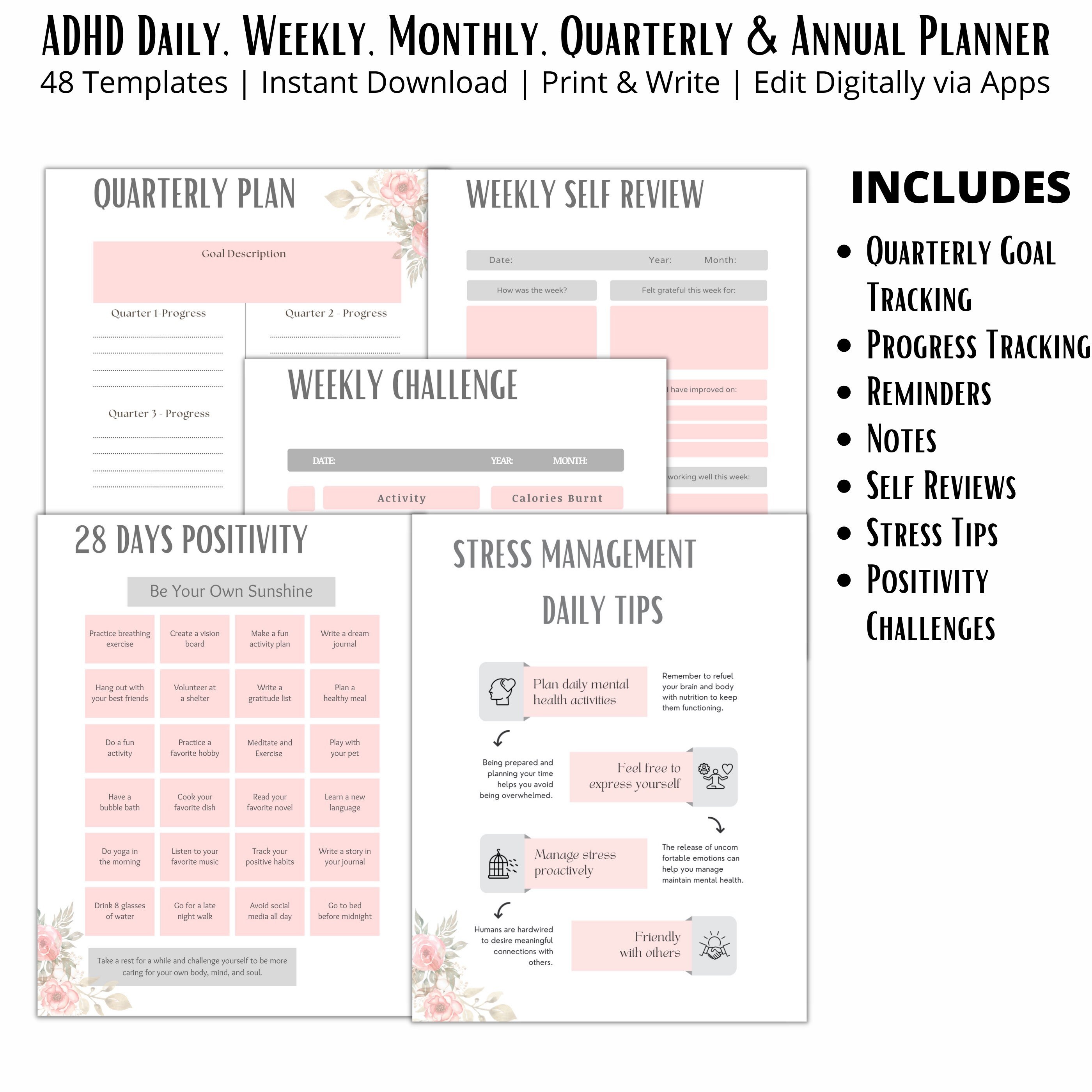 ADHD Digital Planner Adult Daily ADHD Planner Printable Adhd | Etsy