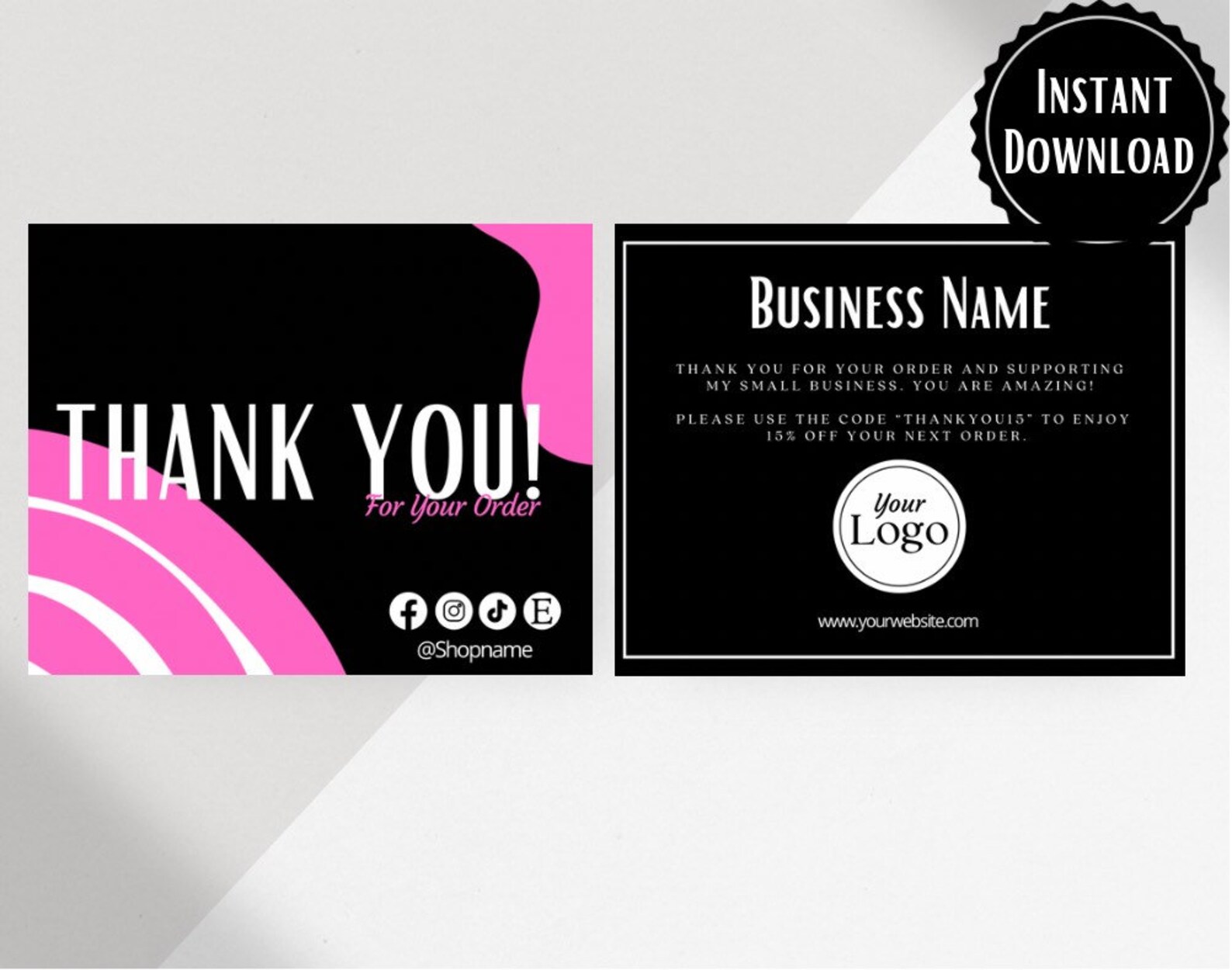 Printable Business Thank You Card Insert, Packaging Insert Card ...