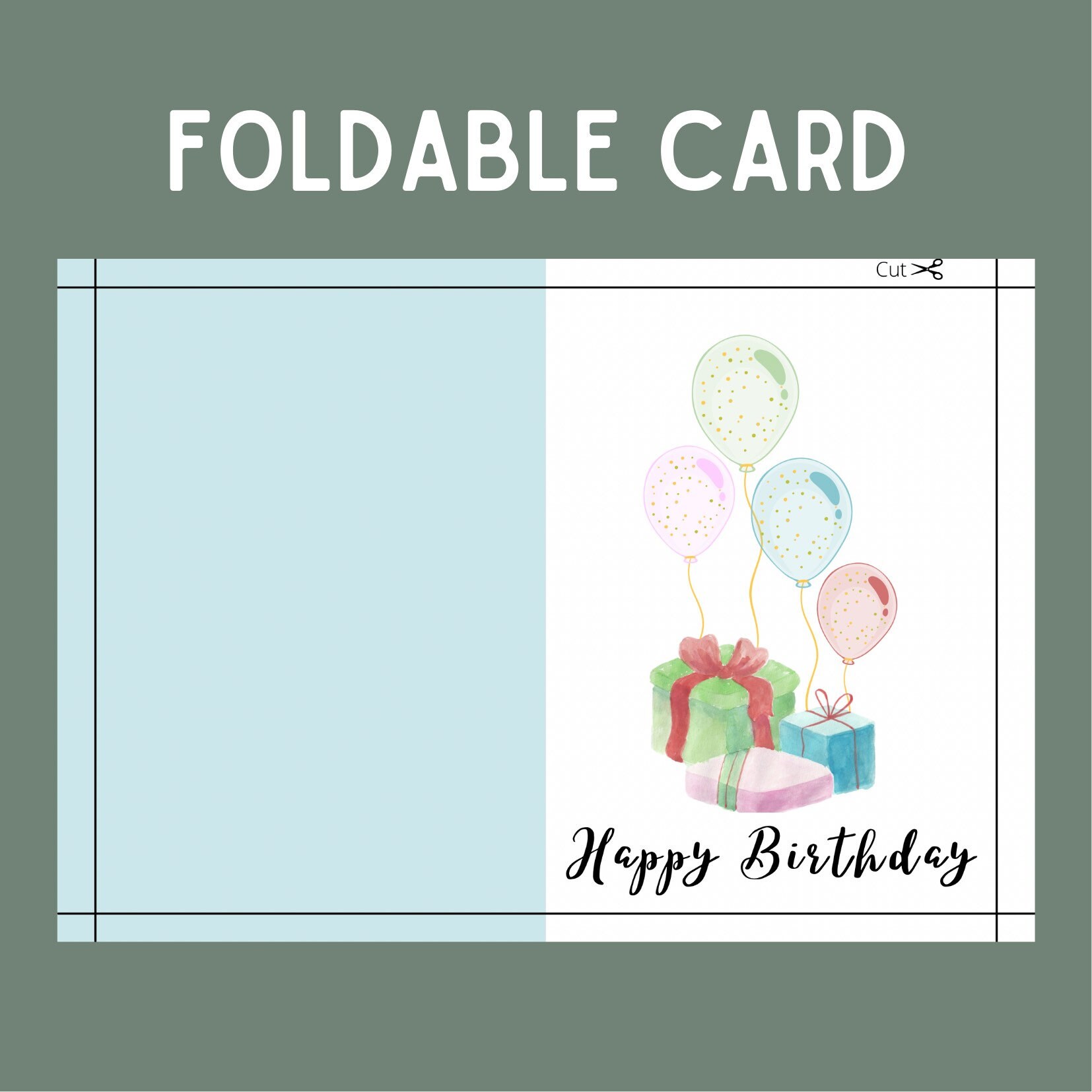Printable Children's Birthday Card, Digital Balloon Card, Happy ...