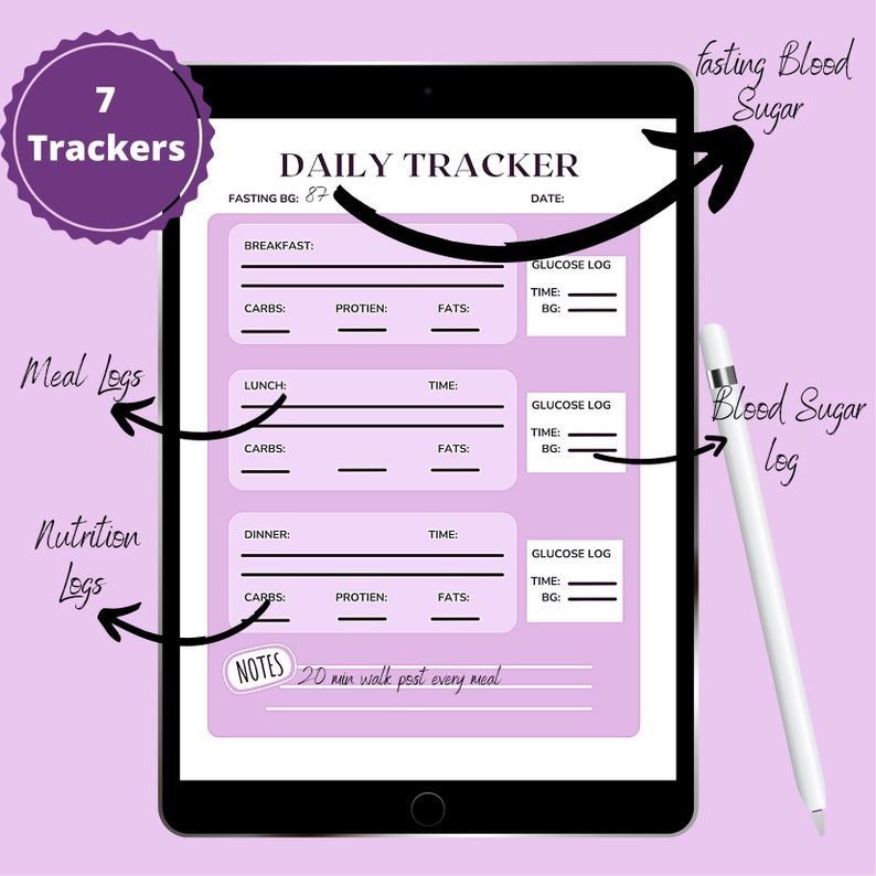 Printable Diabetes Log Digital Blood Glucose Tracker Daily - Etsy