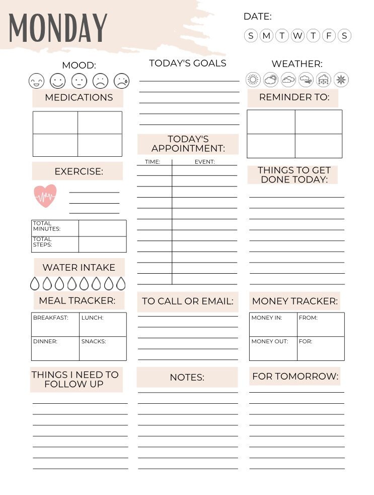 Printable ADHD Productivity Daily Planner ADHD Weekly - Etsy