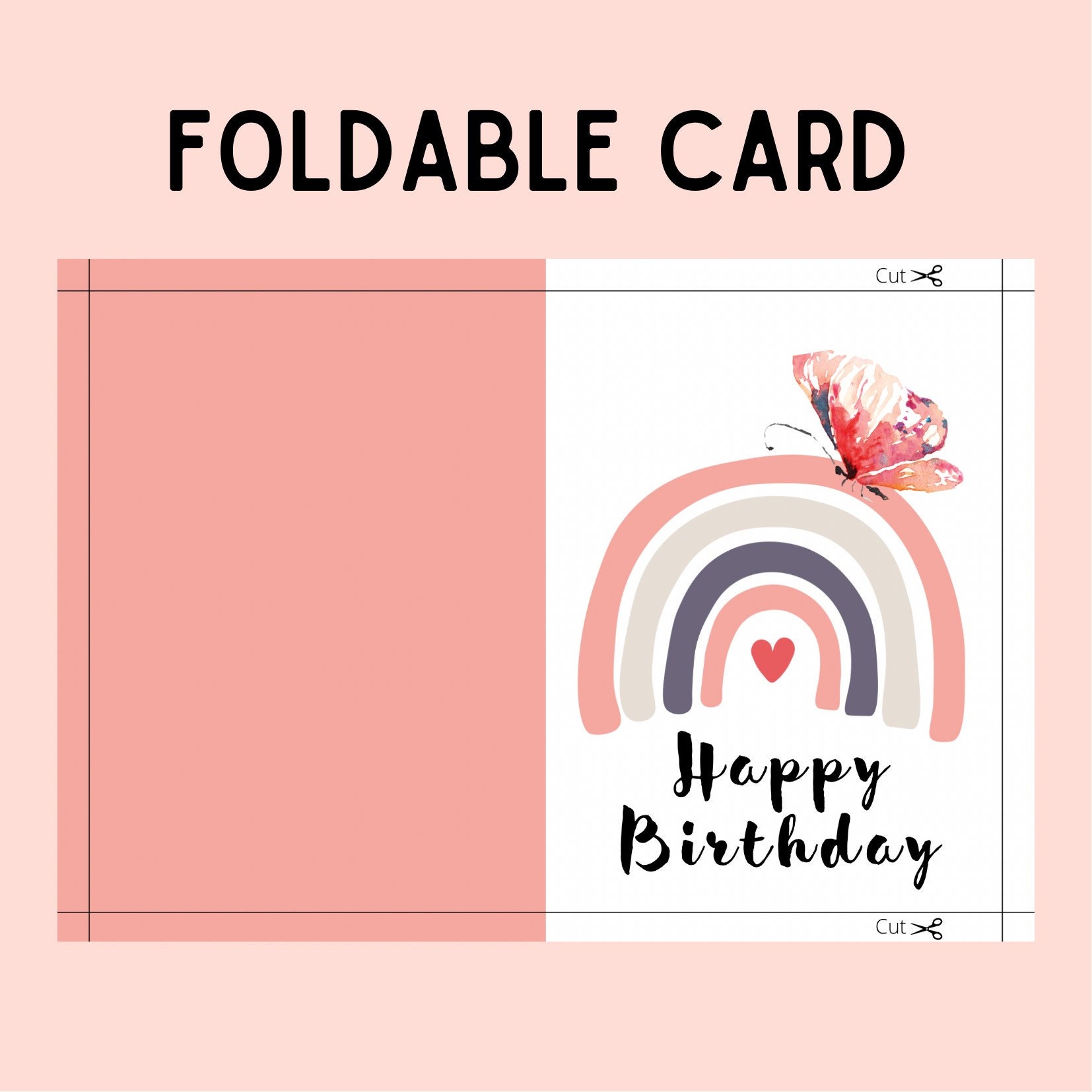 Printable Birthday Card, Children's Birthday Card, Rainbow Printable ...