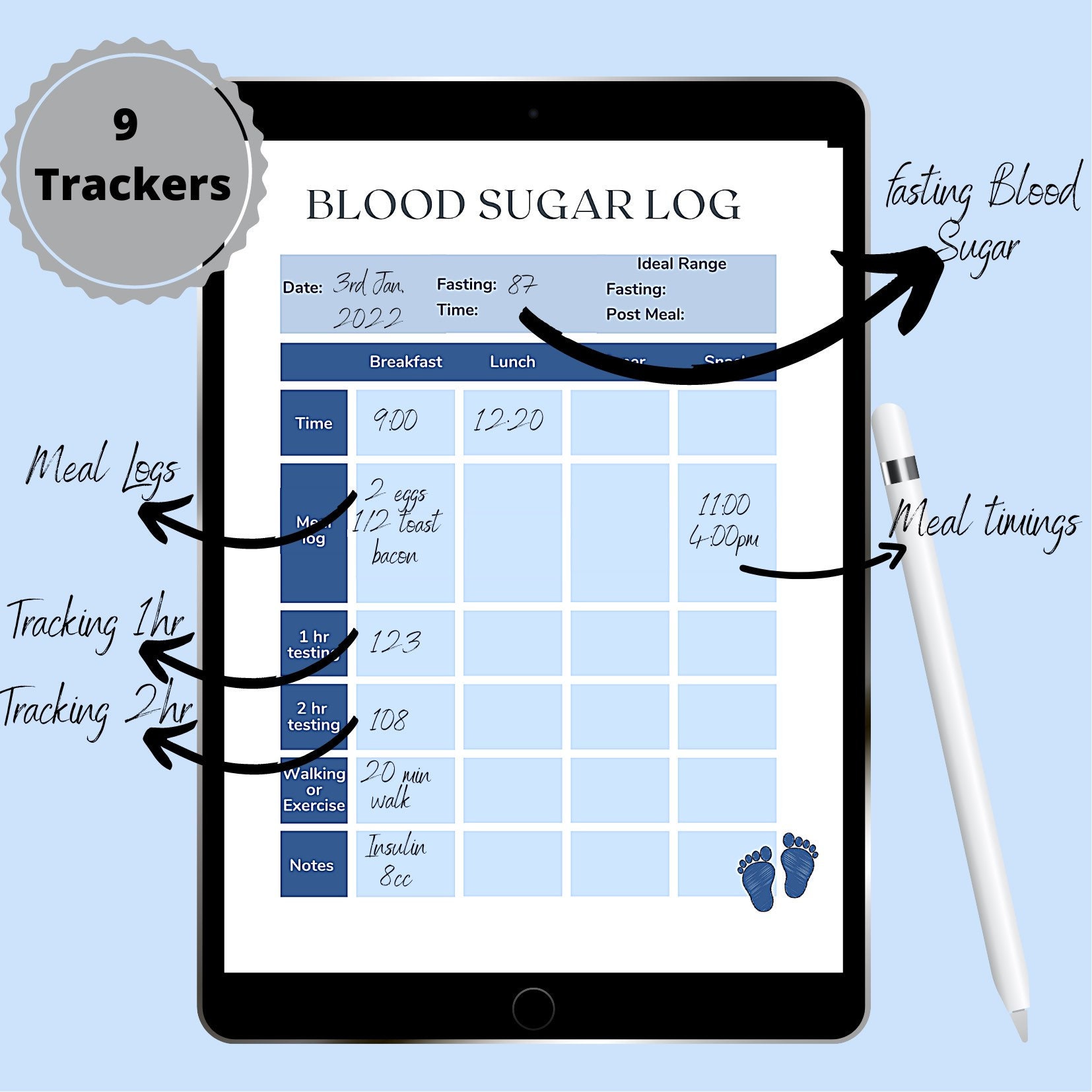 Printable Gestational Diabetes Log, Pregnancy Wellness Journal, Blood ...