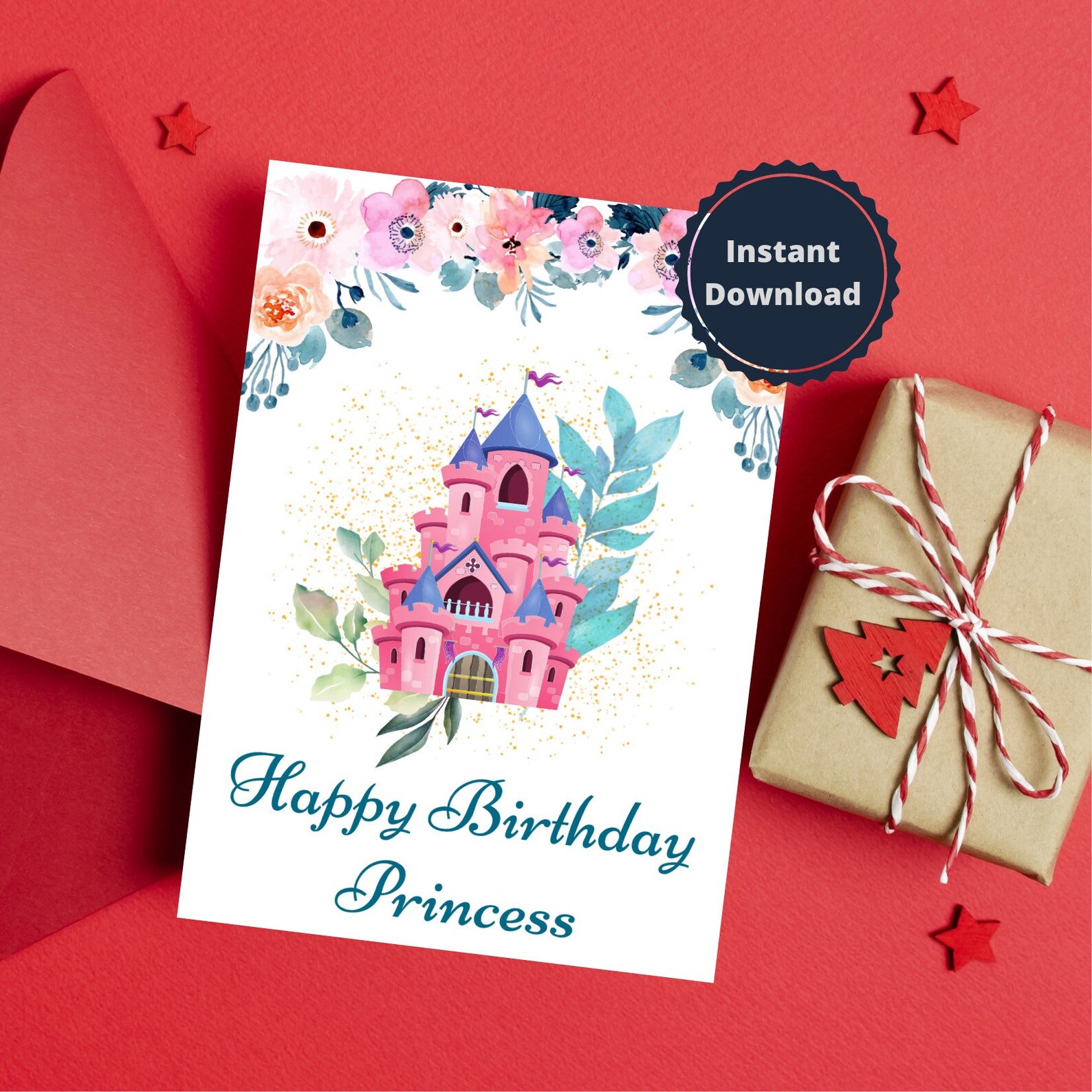 Printable Birthday Card, Children Birthday Card, Princess Printable ...