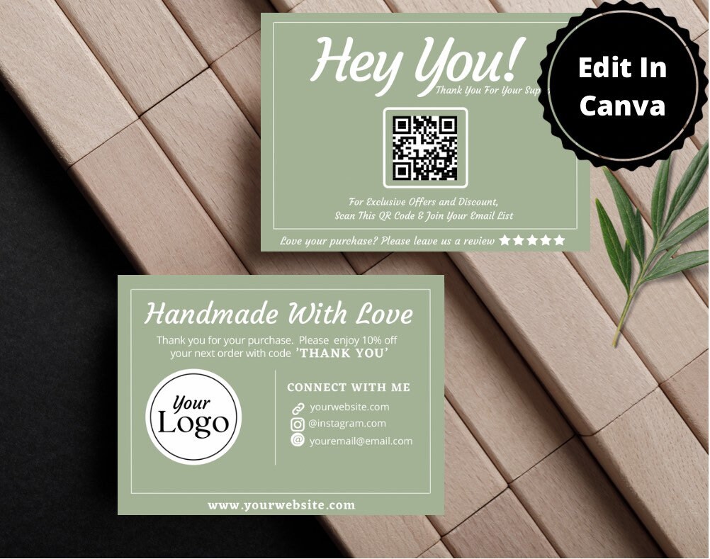 Business Thank You Printable, Handmade With Love Template, Handmade ...