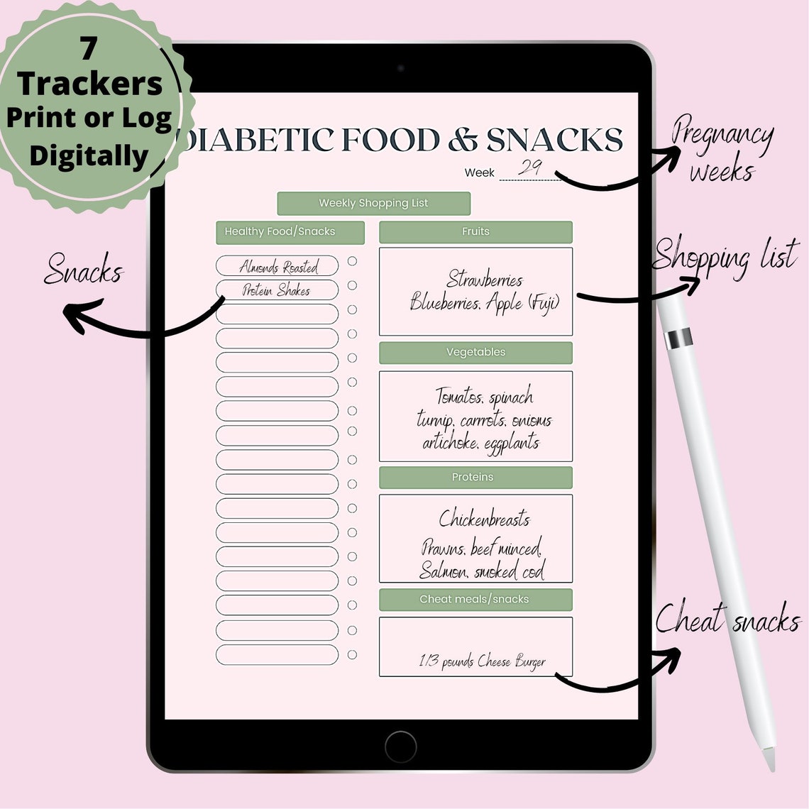 Printable Diabetes Log Digital Blood Glucose Tracker Daily | Etsy