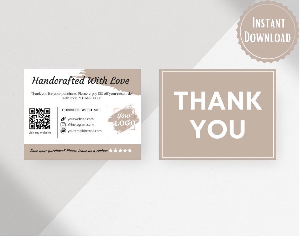 Editable Business Thank You Card QR Code, Thank You Business Card for ...