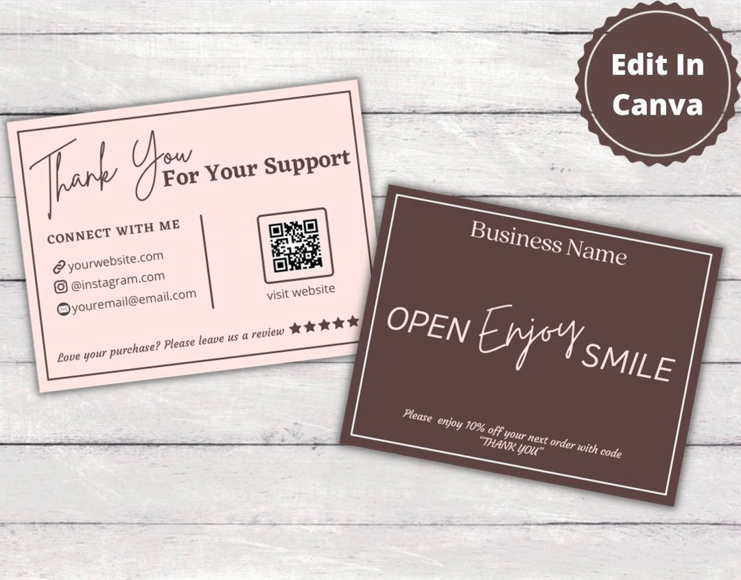 Editable Business Thank You Card With QR Code, Thank You Business Card ...