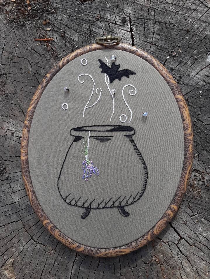 Toil and Trouble 5 oval embroidery hoop art | Etsy