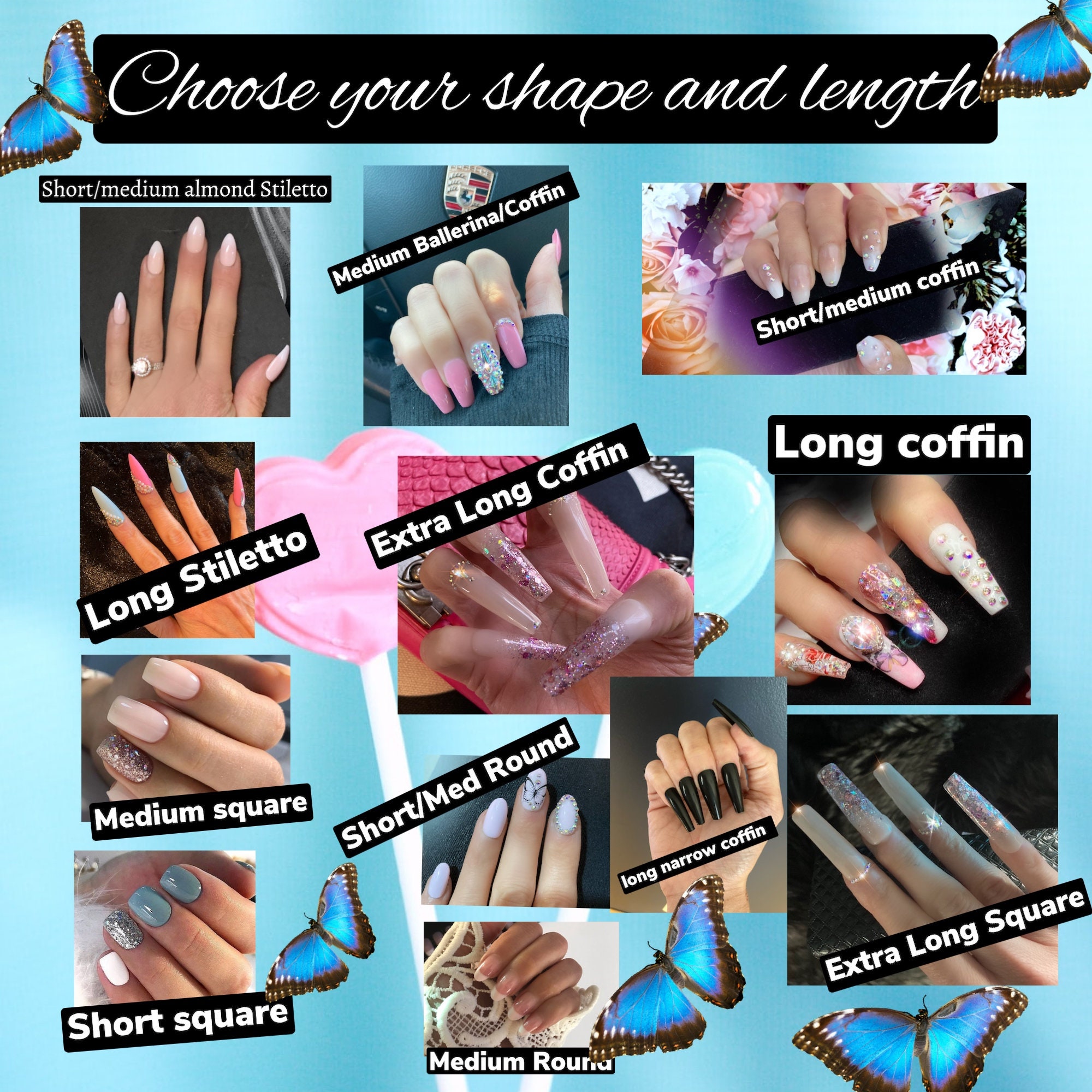 Da Bomb Nails/drama Extra Long Press on Nails W/rose Gold | Etsy