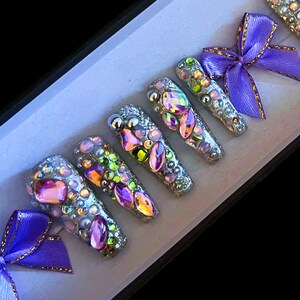 Bich is Fire/silver Glitter With Light Purple and Peridot Rhinestones ...