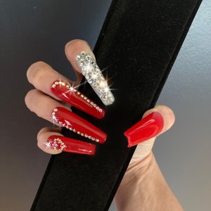 Original Allyson Creation/swarovski Crystals/dramatic Classic Red Press ...