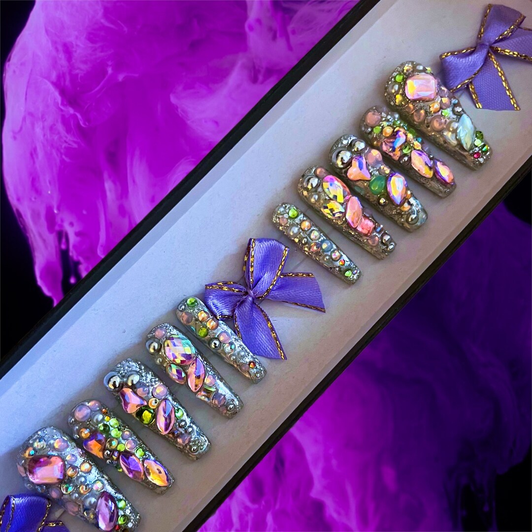 Bich is Fire/silver Glitter With Light Purple and Peridot Rhinestones ...