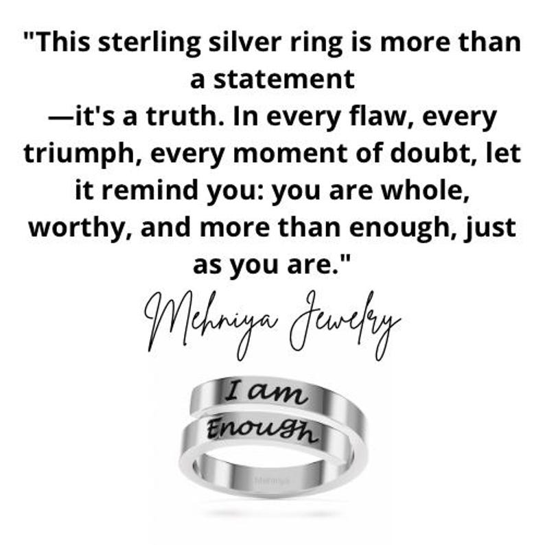I AM ENOUGH Ring, Hope Rings - Adjustable 925 Sterling Silver Ring ...