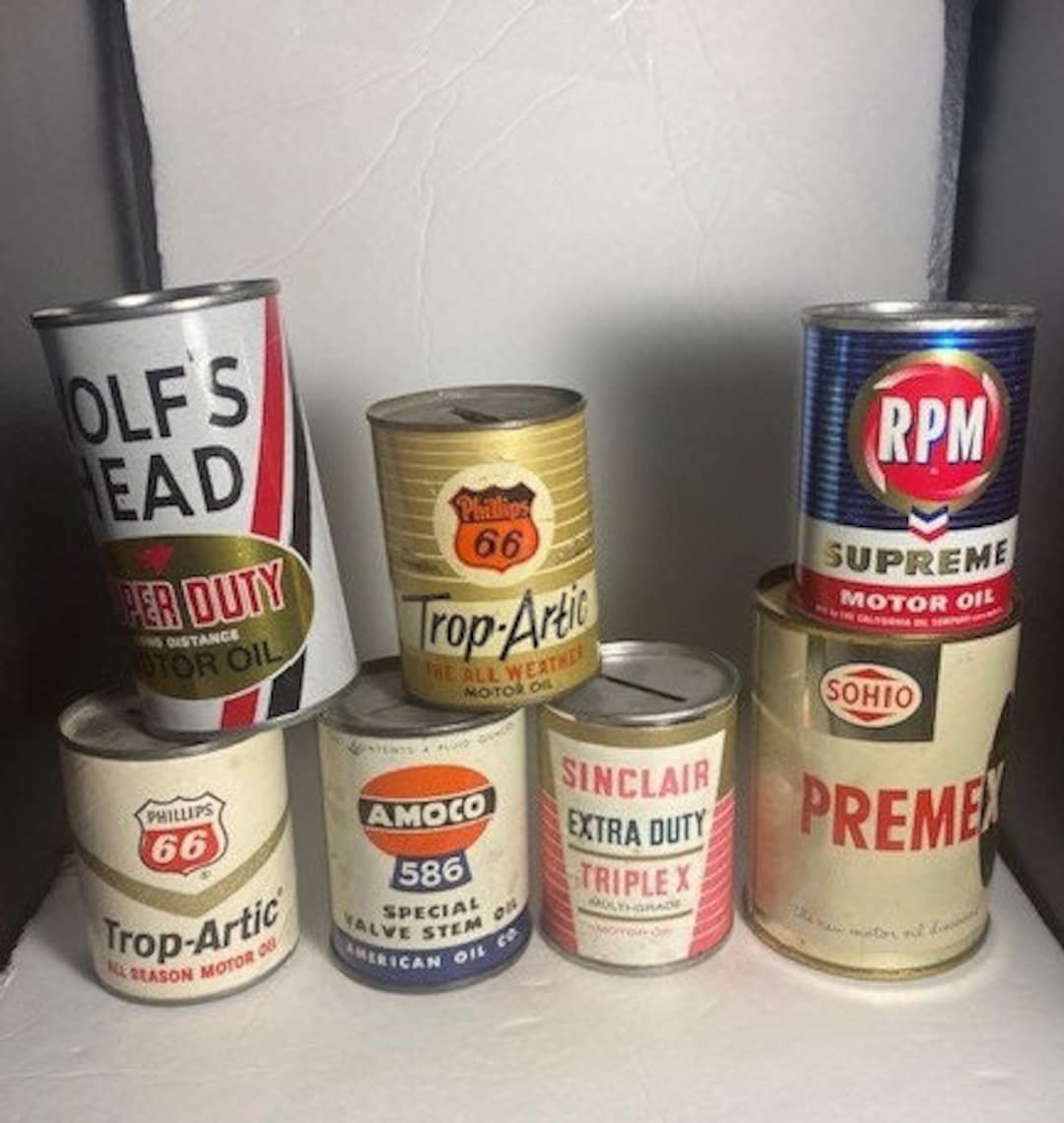 7 Oil Cans Antique Metal Bank free Shipping - Etsy