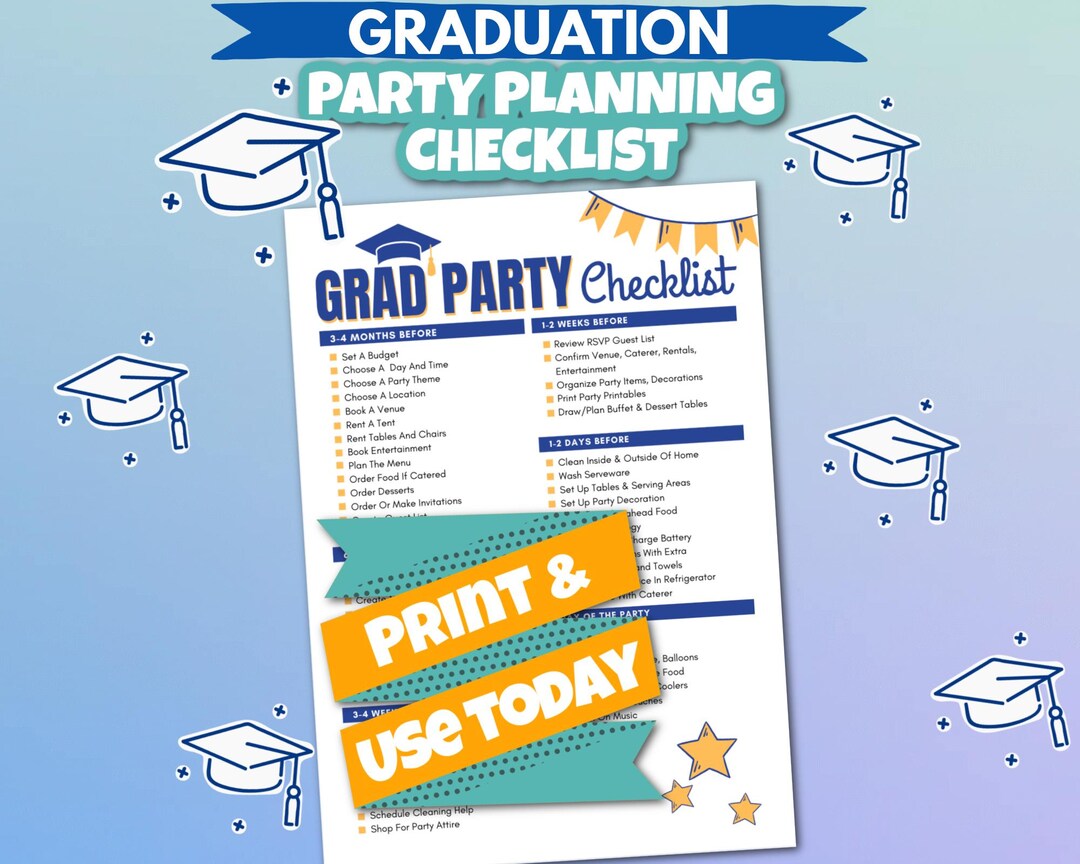 Graduation Party Checklist for Planning A Graduation Party Digital ...