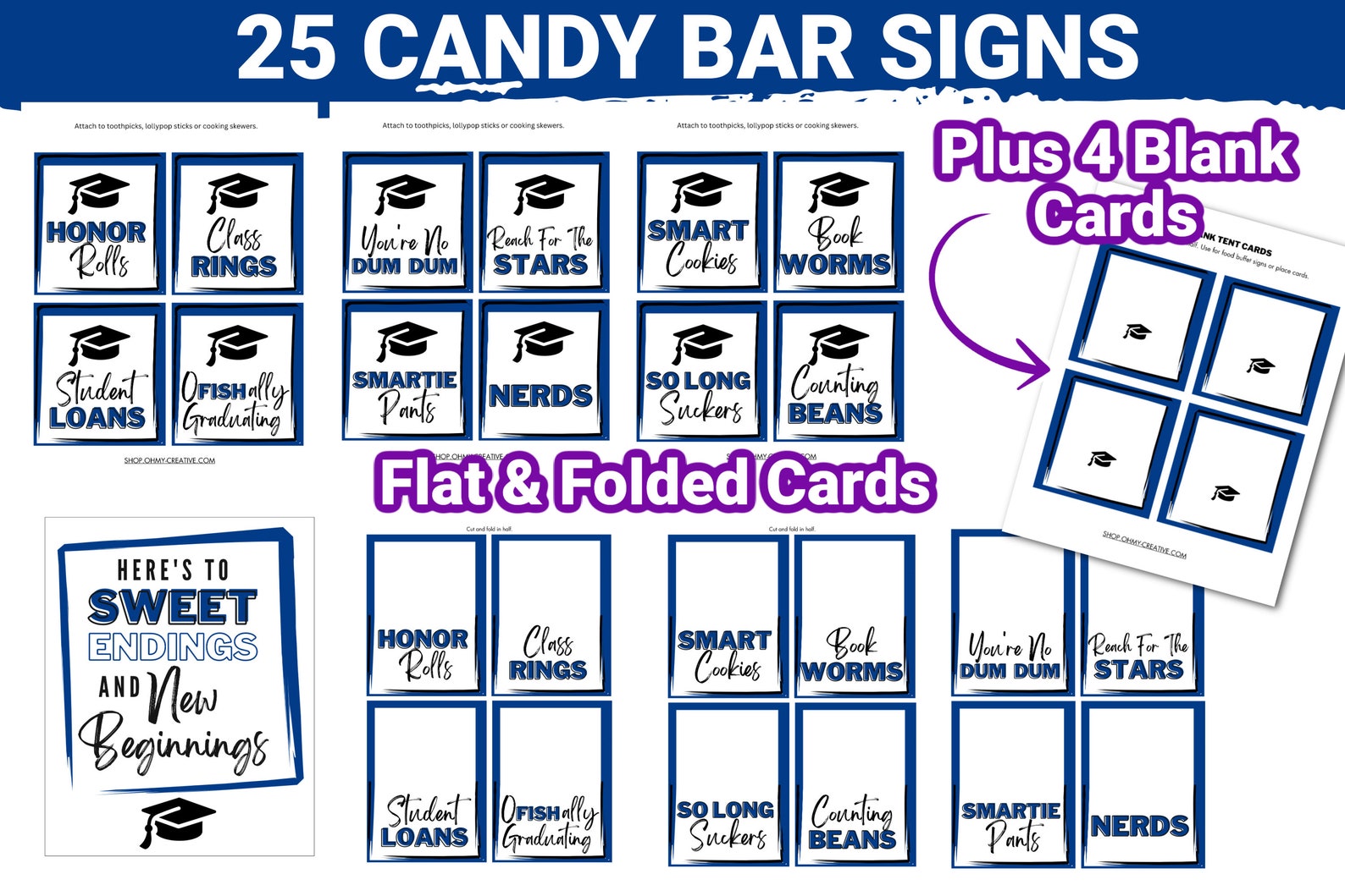 Blue Graduation Candy Buffet Signs Candy Bar Label Grad Party Candy ...