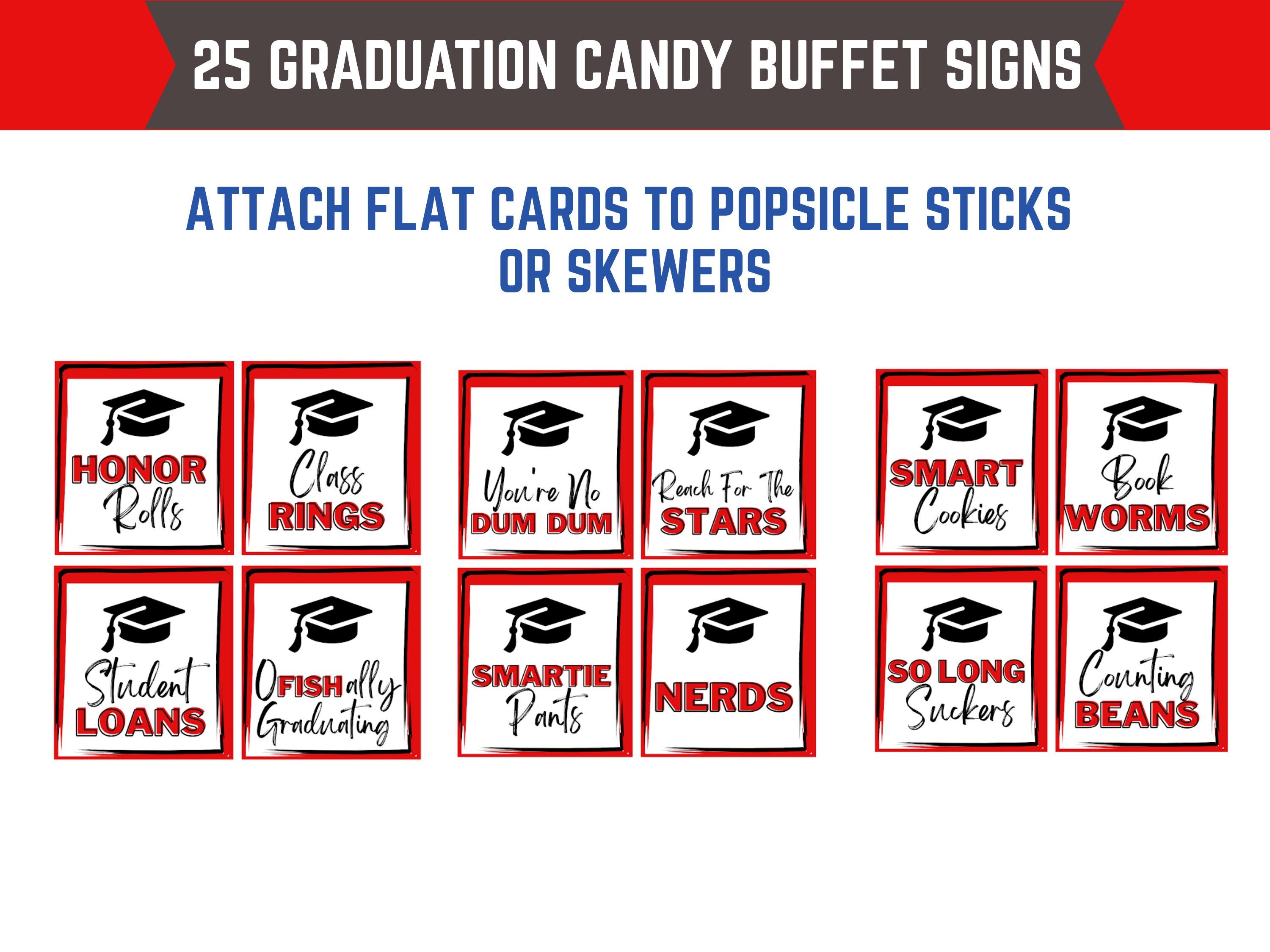 Red Graduation Candy Buffet Signs Candy Bar Label Grad Party Graduation ...
