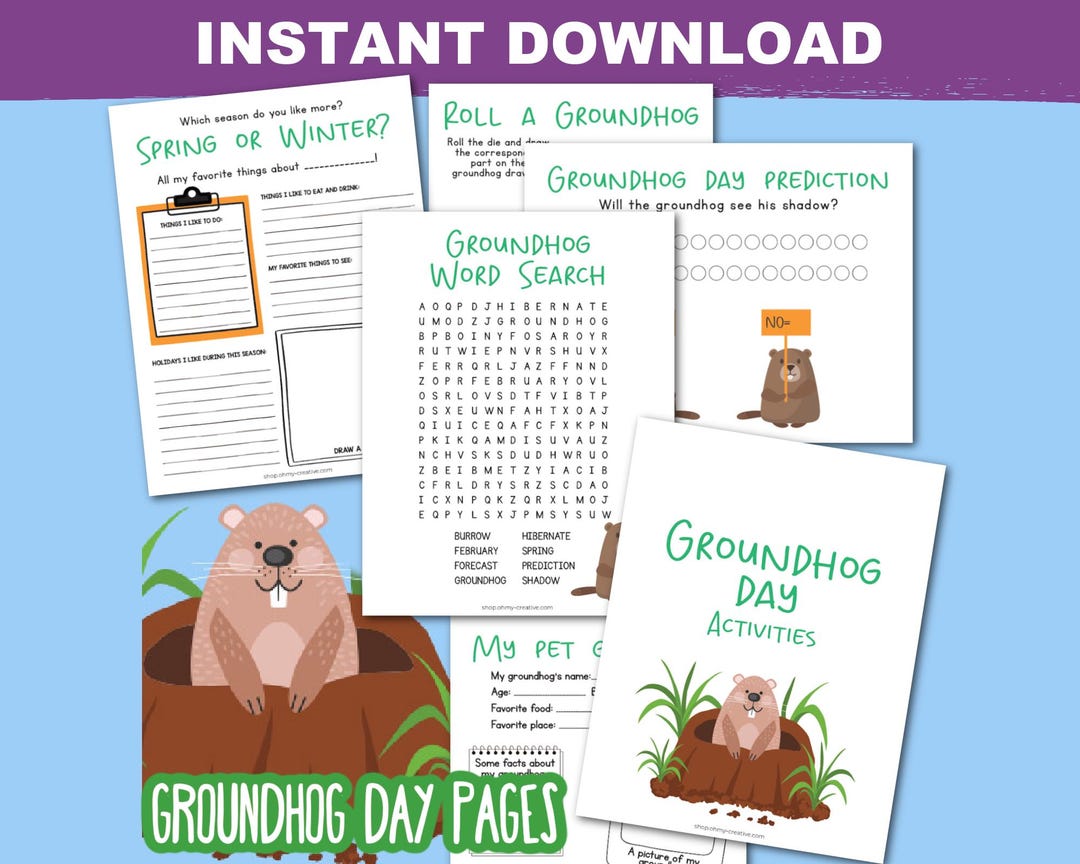 Groundhog Day Worksheets for Kids Printable Groundhog Day Activity ...