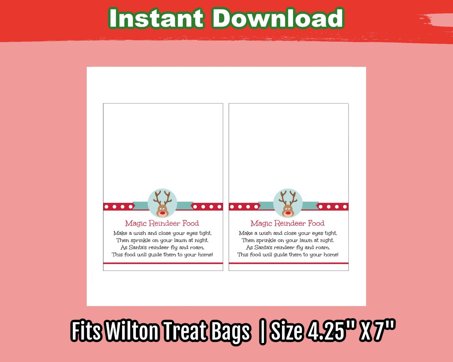 Magic Reindeer Food Poem Label Printable Reindeer Food Bags Christmas ...