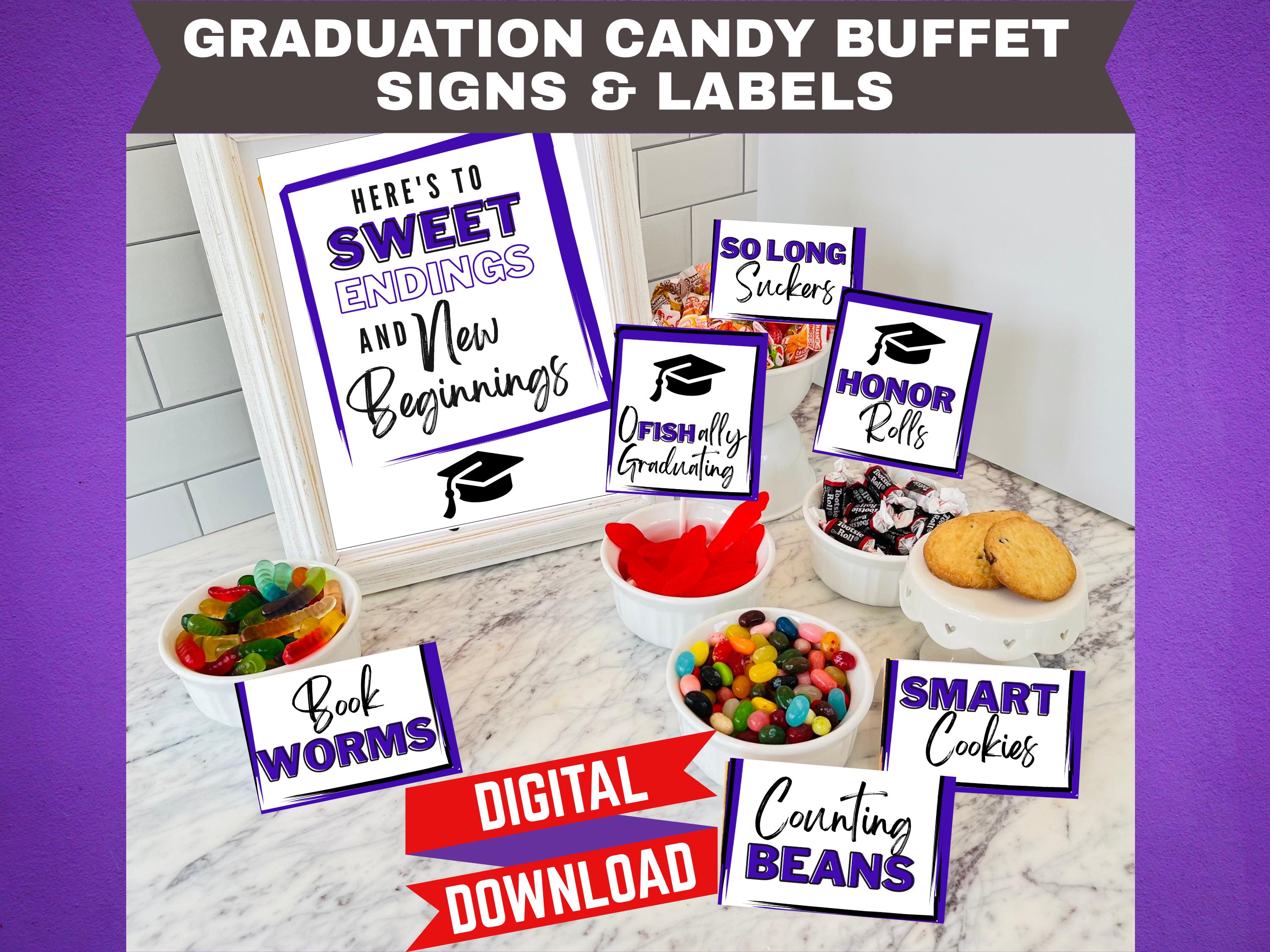 Purple Graduation Candy Buffet Signs Candy Bar Label Grad Party Candy ...