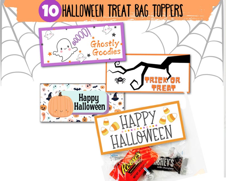 Halloween Treat Bag Toppers Digital Download Bag Topper Template ...