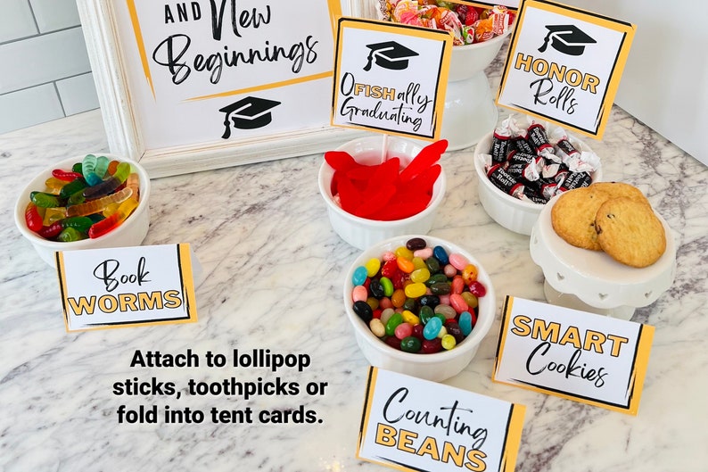 Green Graduation Candy Buffet Signs Candy Bar Label Grad Party Candy ...